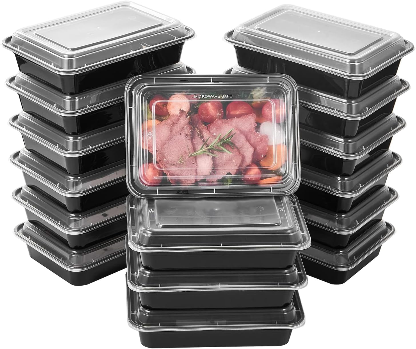 50 Pack Meal Prep Plastic Food Storage Containers With Lids - 28 oz, 1 ...