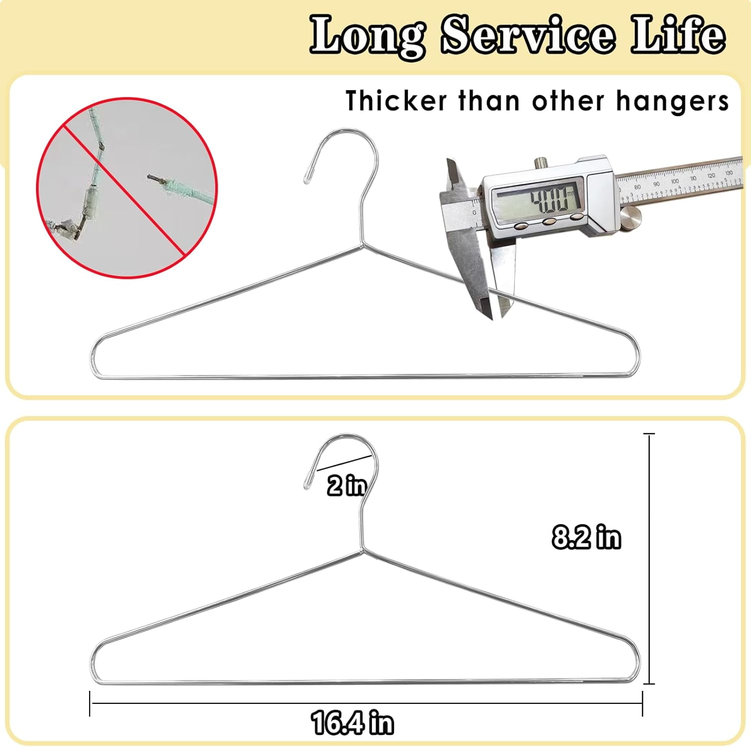 50 Pack Metal Coat Hangers Clothing Hangers Heavy Duty, Stainless Steel ...