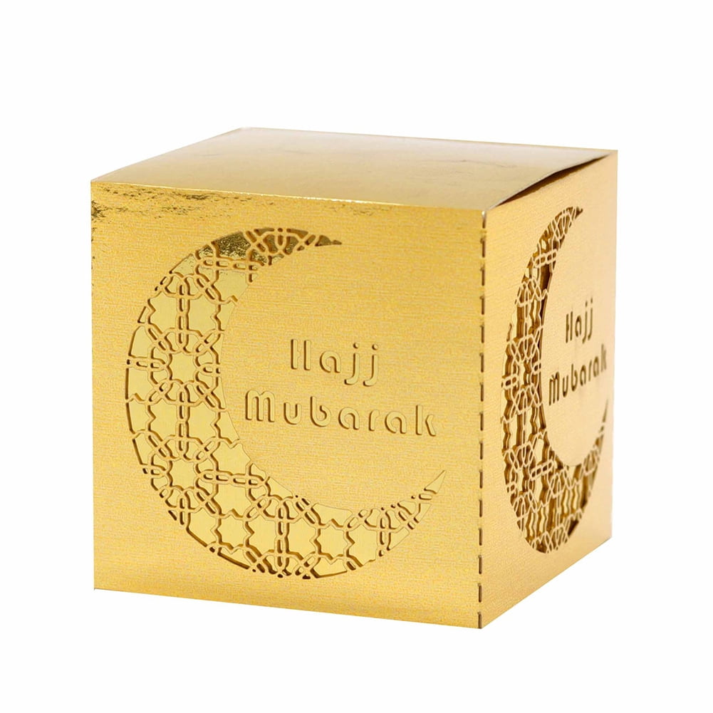 50 Pack Mubarak Favor Boxes Reflective Paper Crescent Design Gift Boxes ...