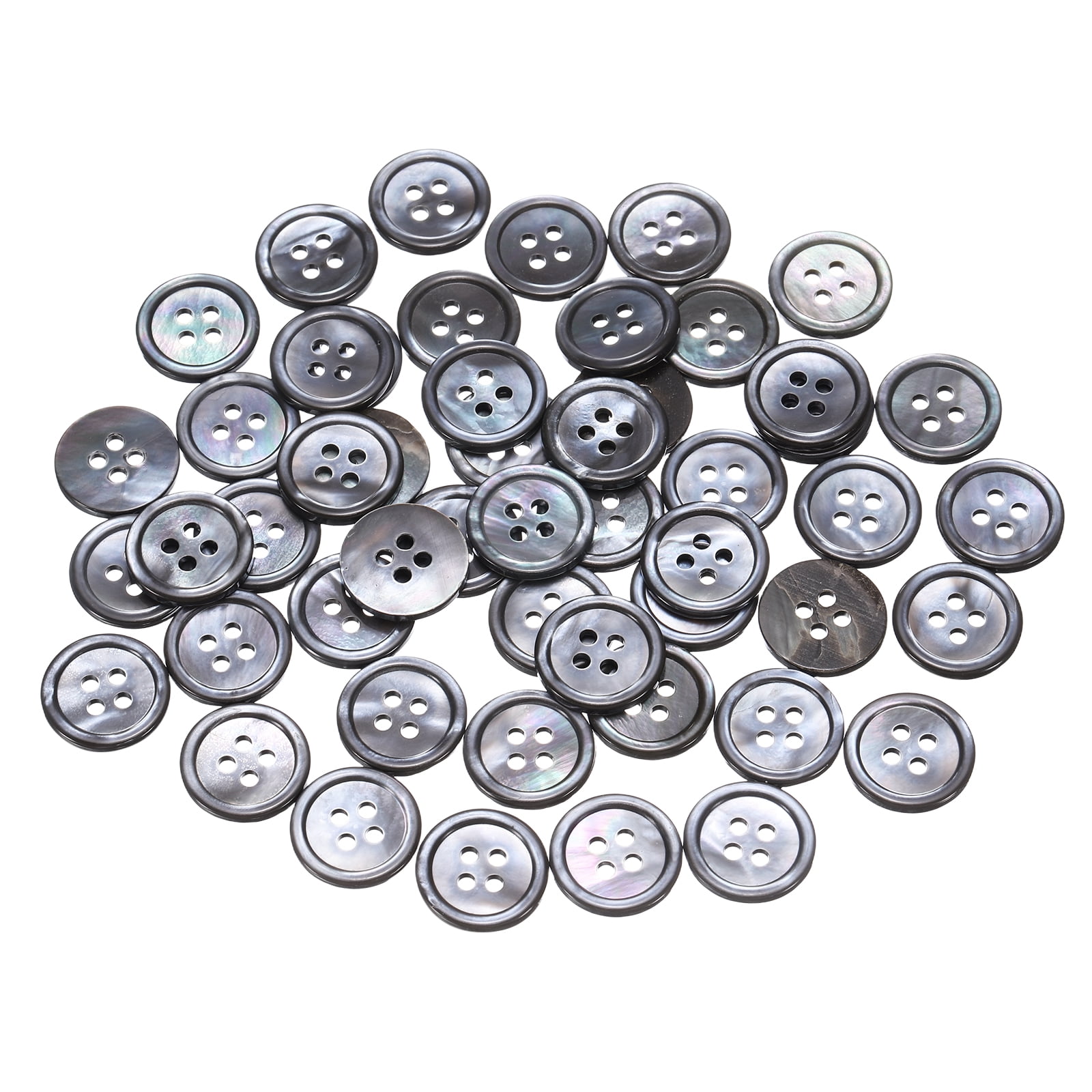 50 Pack Natural Shell Buttons, 4 Hole Mother of Pearl Buttons 15mm ...