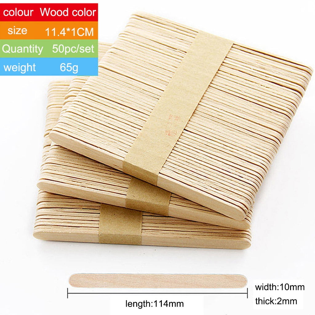50-Pack Natural Wood Popsicle Sticks - Unfinished DIY Craft Sticks for ...