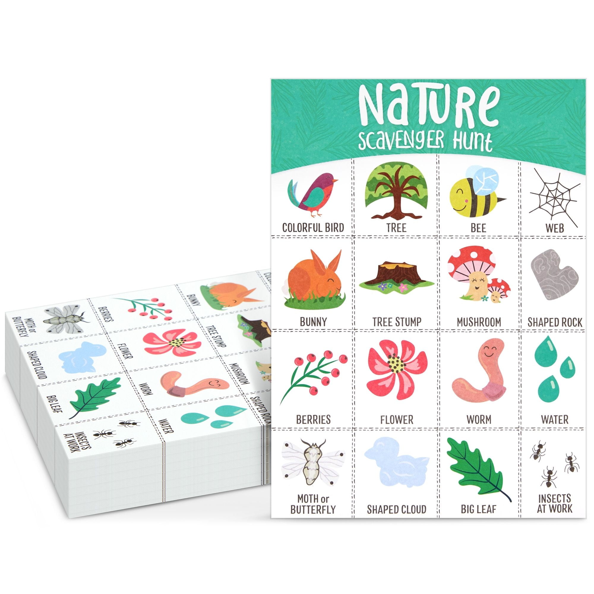 50 Pack Nature Scavenger Hunt Cards for Kids Ages 4-8, Outdoor Find and ...