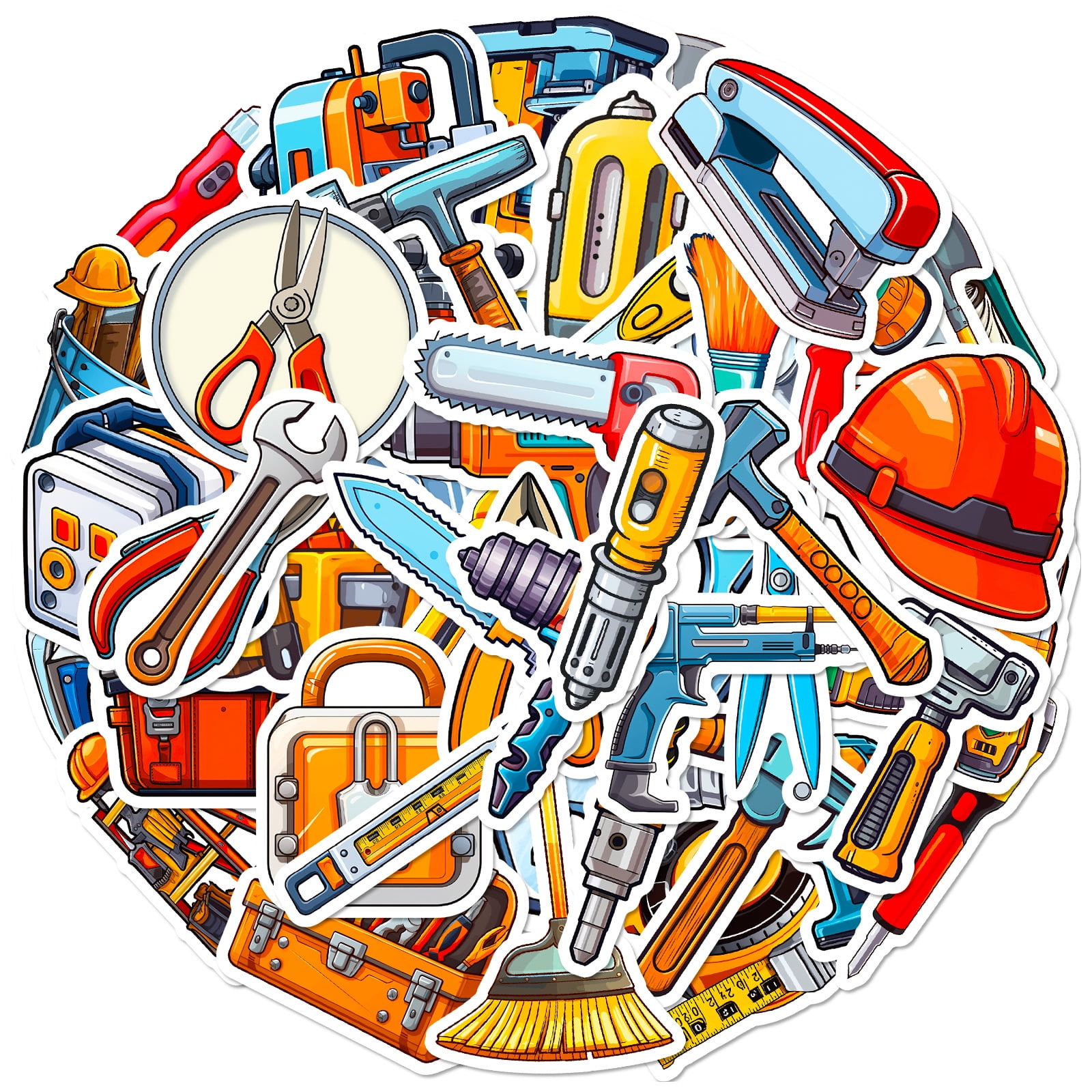 50-Pack New Tool Battle Stickers - Children's Cartoon Drill, Saw, Axe ...