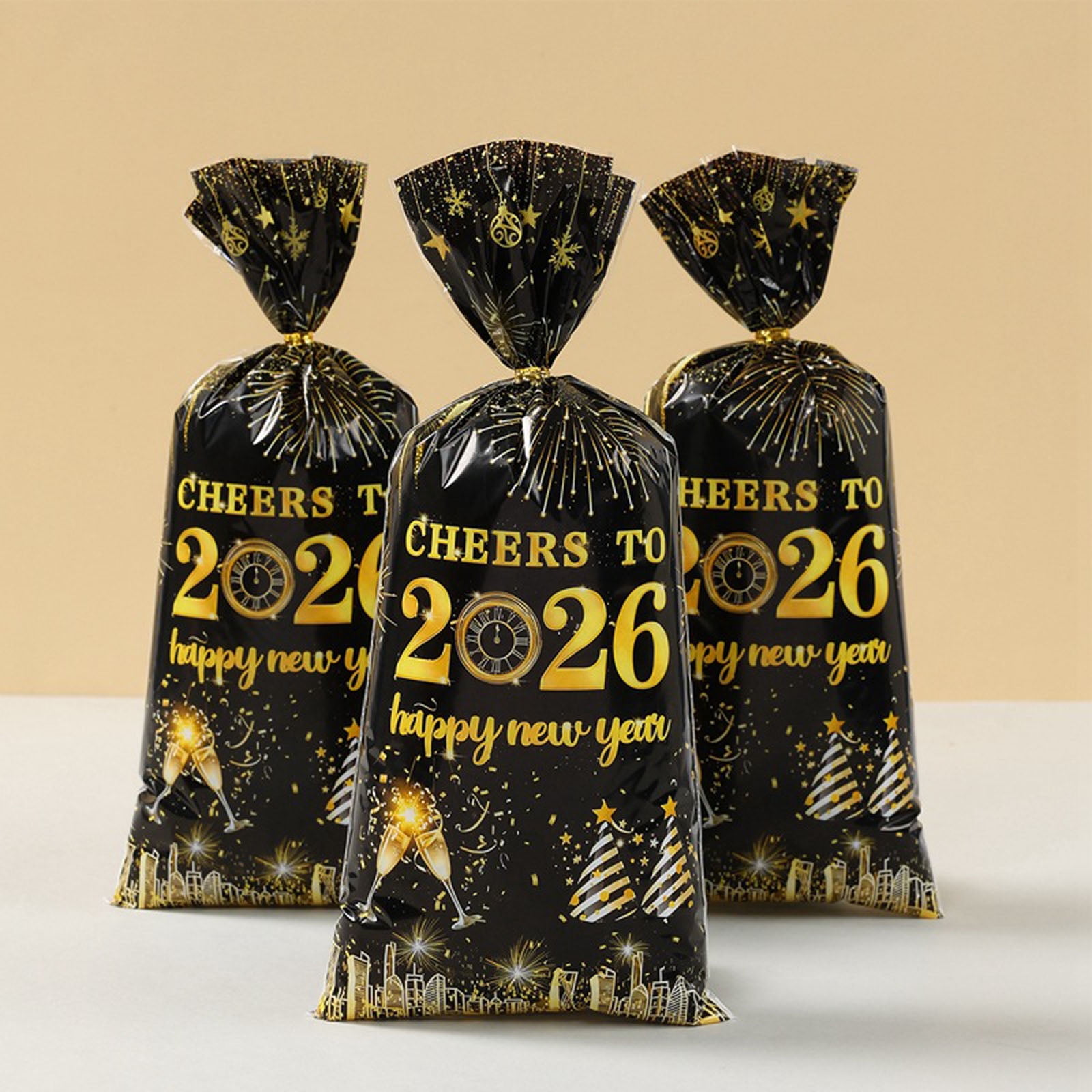 50-Pack New Year Celebration Candy Bags - 10.83x4.92 Inch Plastic Gift ...