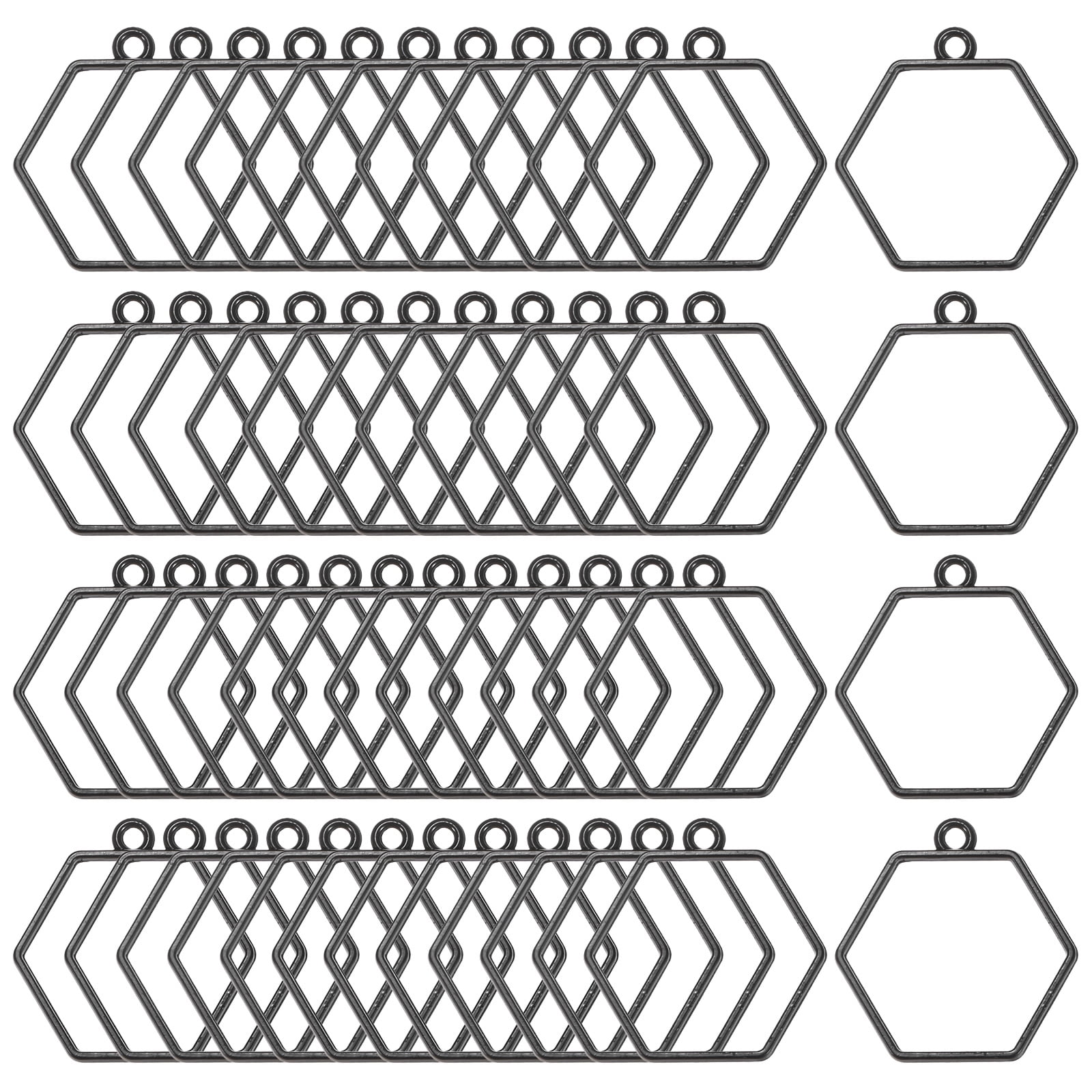 50-Pack Open Bezels for Resin, Hexagon Shape Open Back Bezel Pendants ...