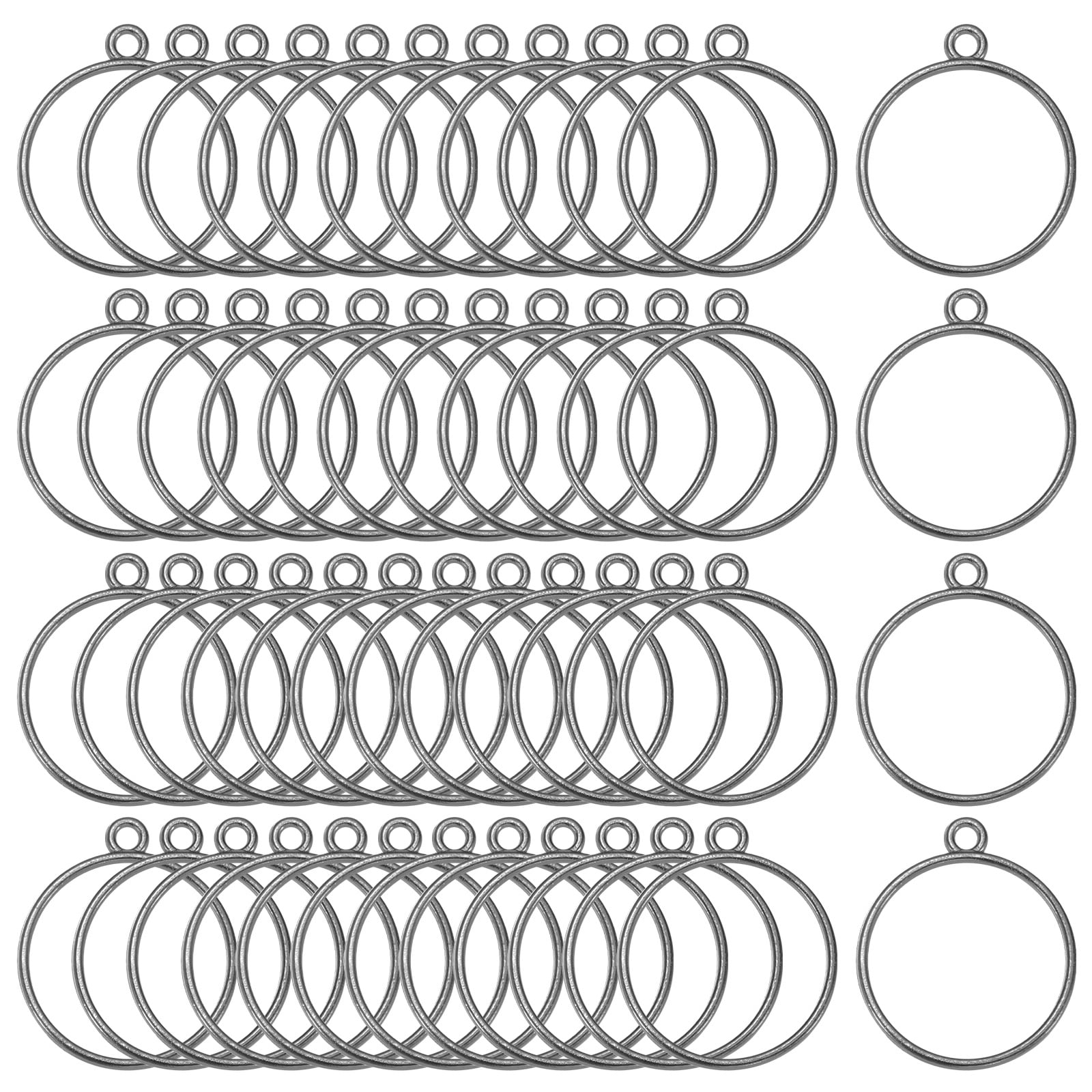 50-Pack Open Bezels for Resin, Round Open Back Bezel Pendants for Resin ...