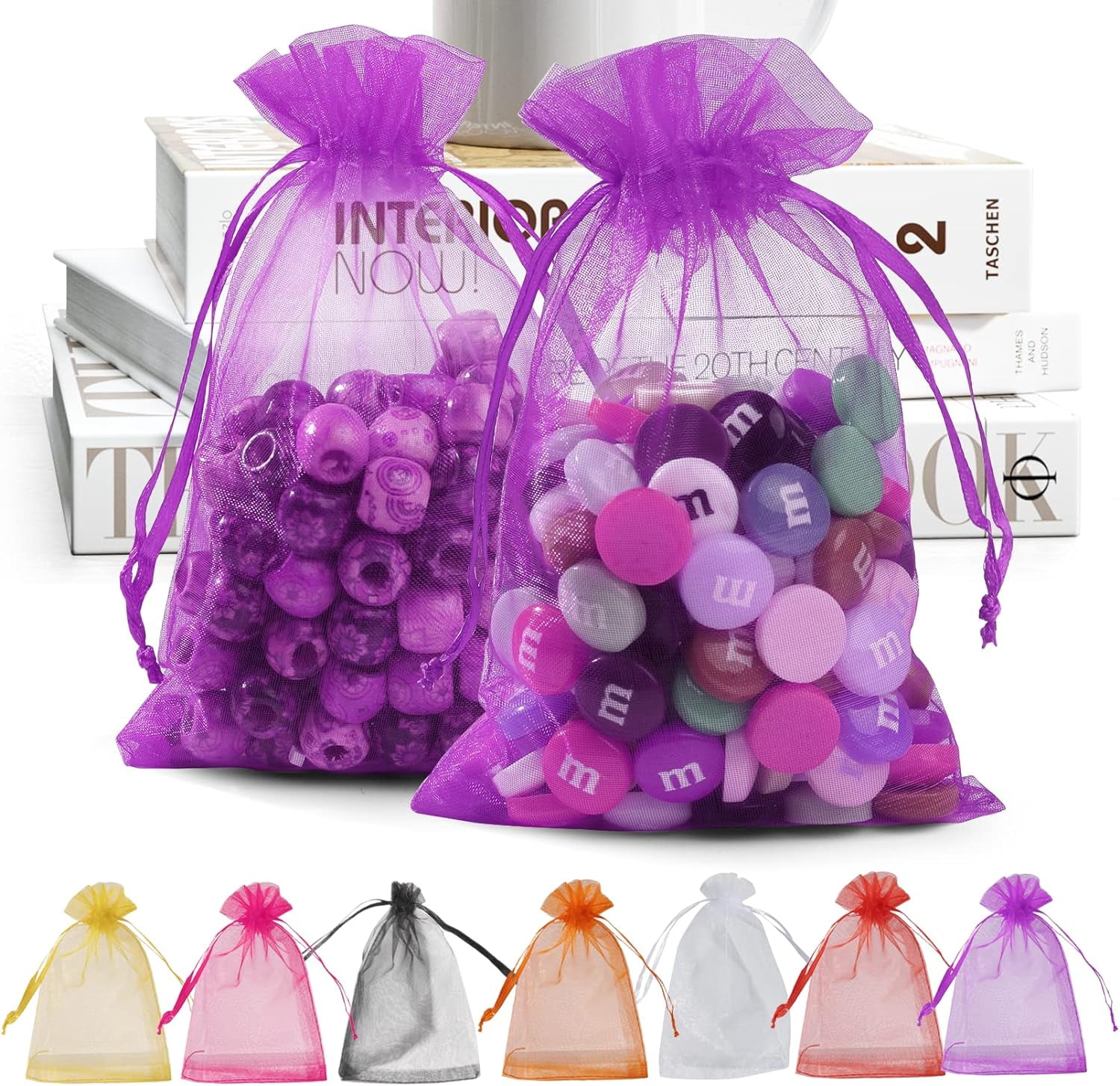50 Pack Organza Bags 4 x 6 inch Premium Sheer Drawstring for Craft ...