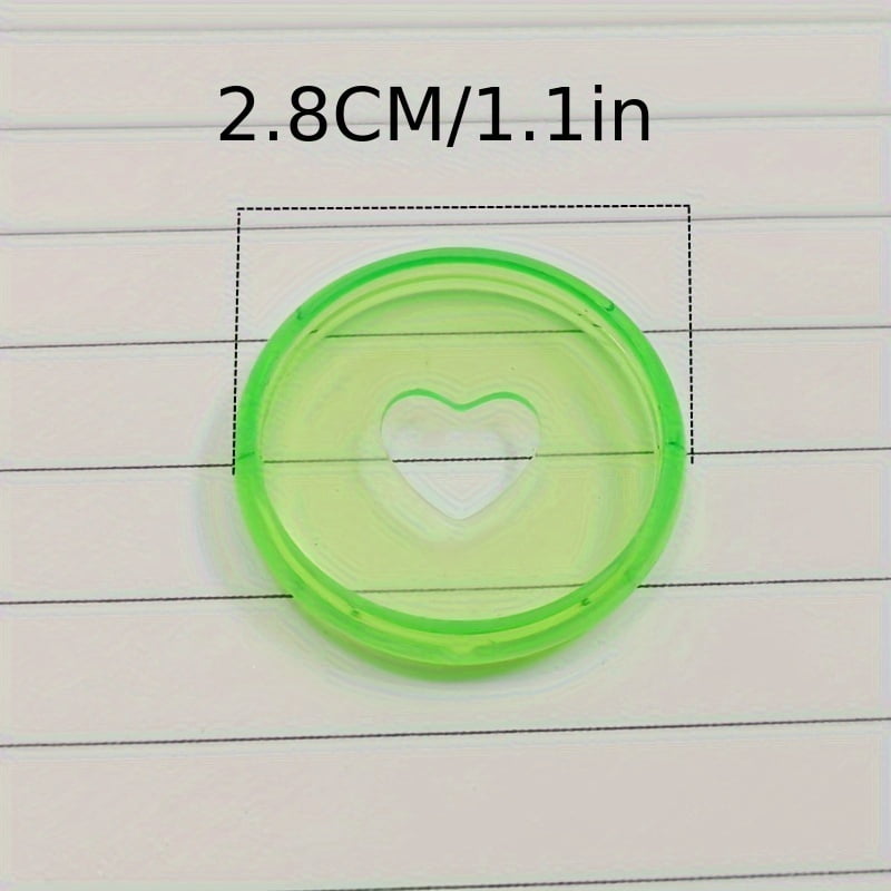 50-Pack PP Material Transparent Candy-Colored Binder Rings with Heart ...