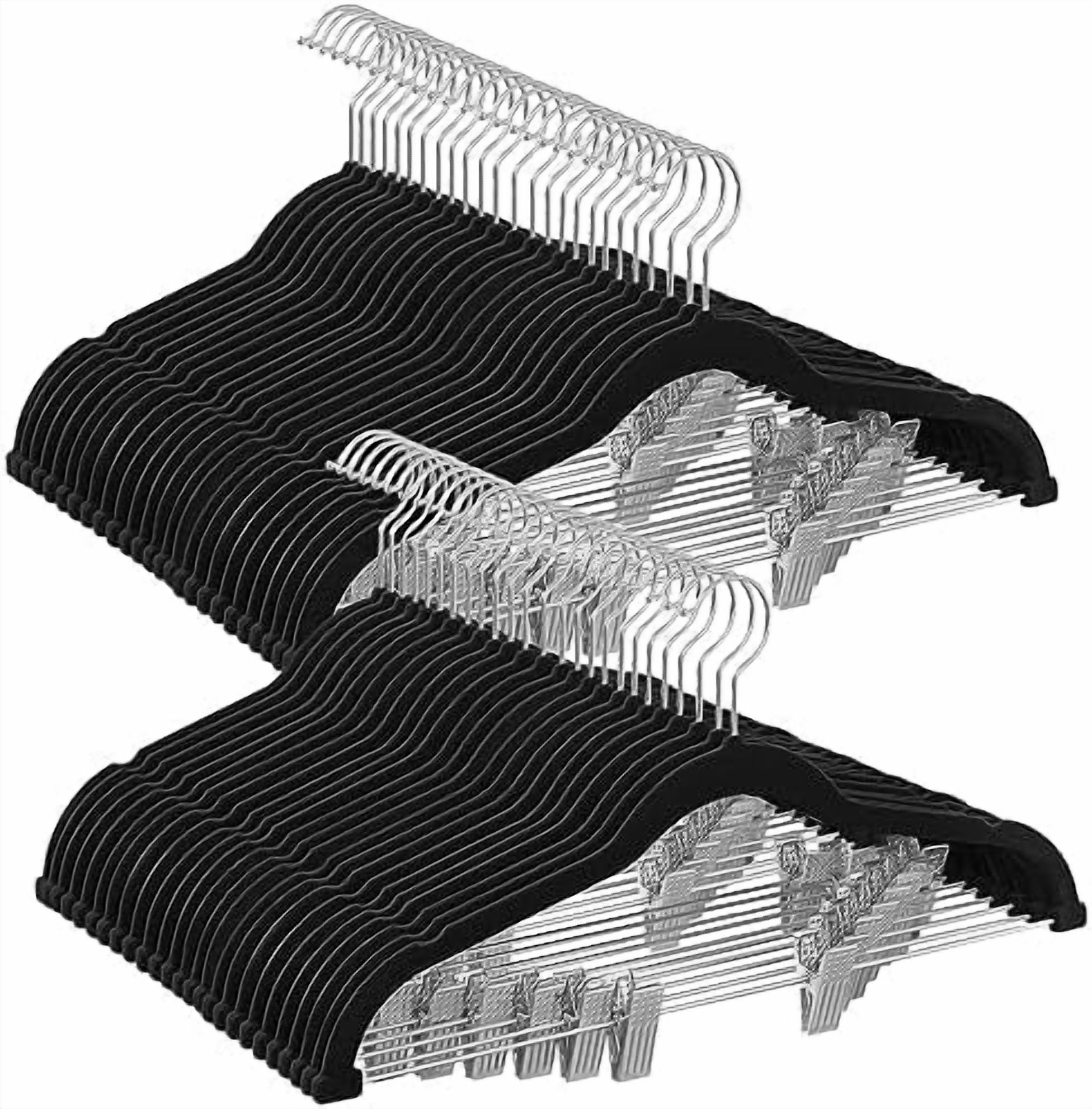 50-Pack Pants Hangers, 16.7-Inch Long Velvet Hangers with Adjustable ...