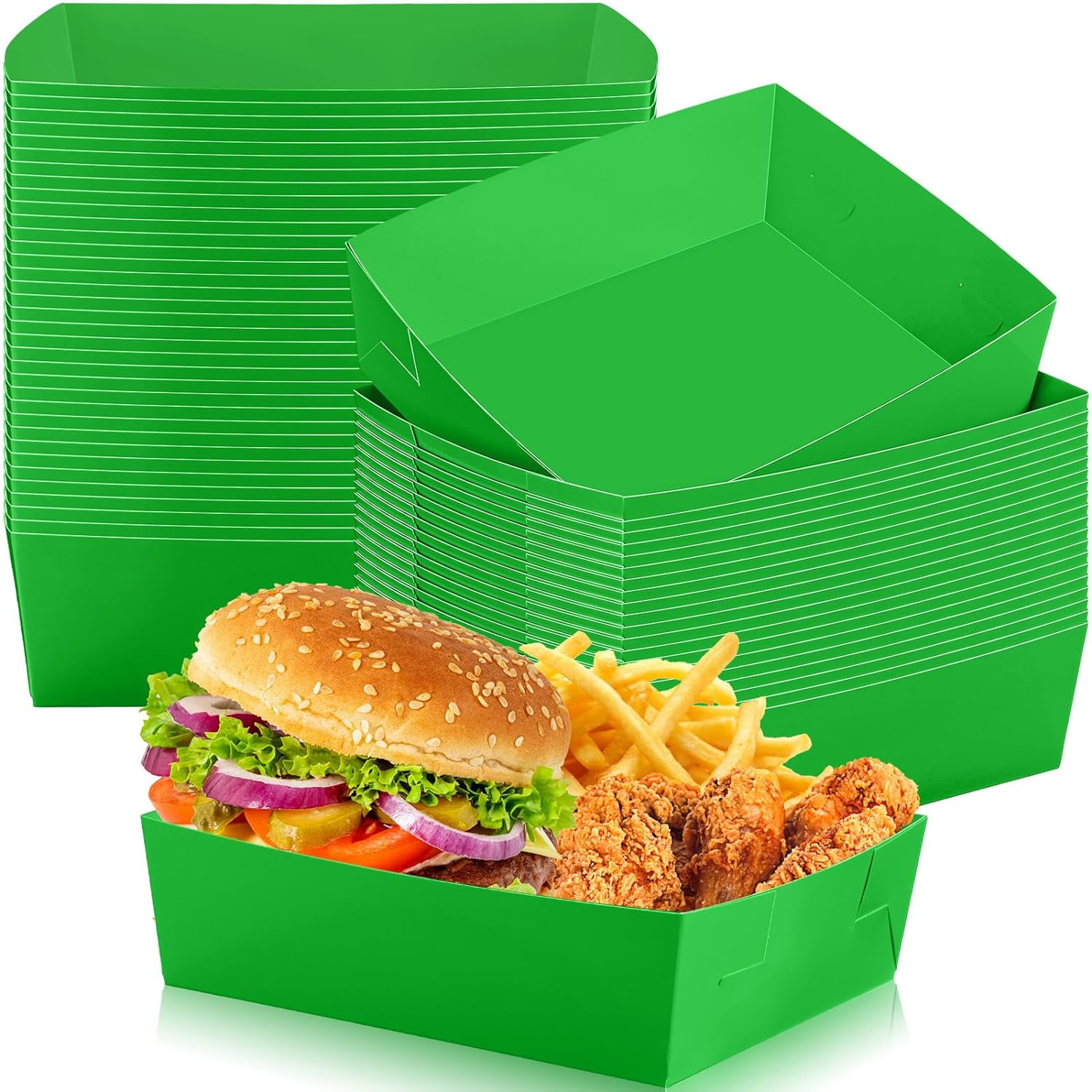 50 Pack Paper Food Tray 5 lb Large Food Boats Nacho Plates Disposable ...