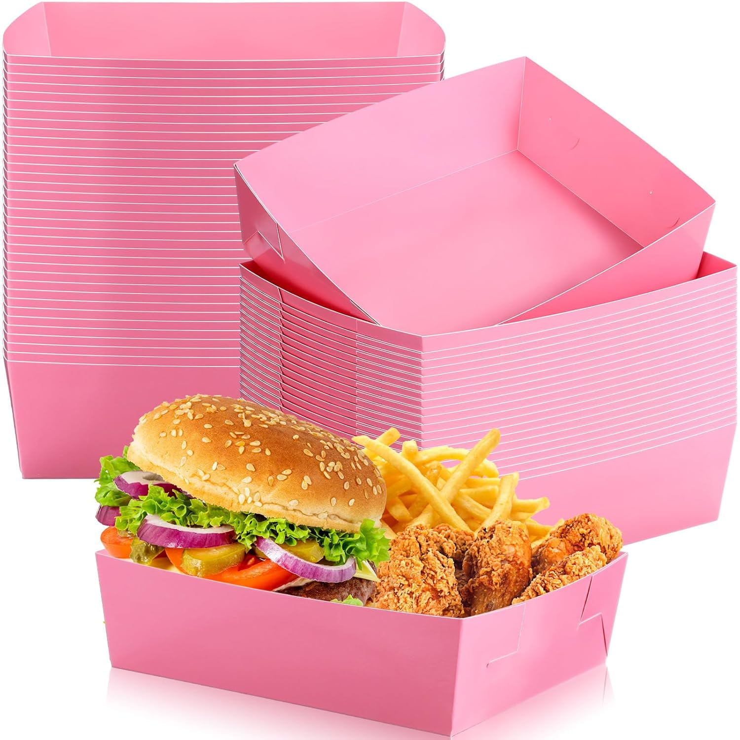 50 Pack Paper Food Tray 5 lb Large Food Boats Nacho Plates Disposable ...