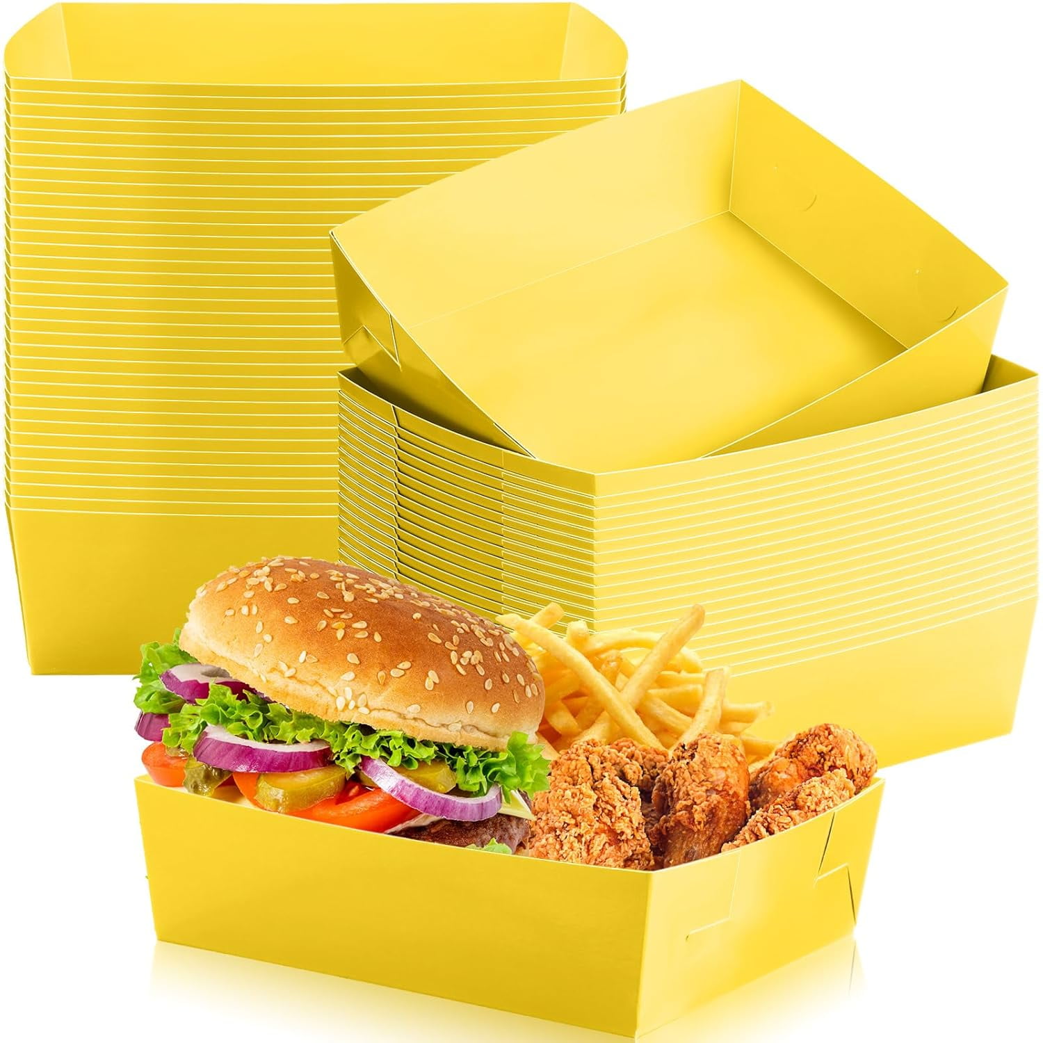 50 Pack Paper Food Tray 5 lb Large Food Boats Nacho Plates Disposable ...