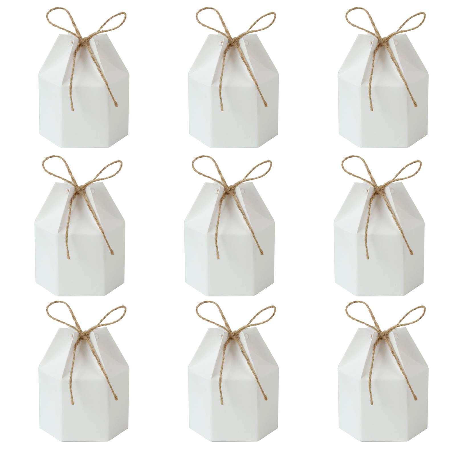 50 Pack Paper Gift Boxes Lantern Hexagon Kraft Paper Package Box with ...