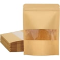 50 Pack Paper Stand Up Pouch Bags, Resealable Bag with Transparent ...