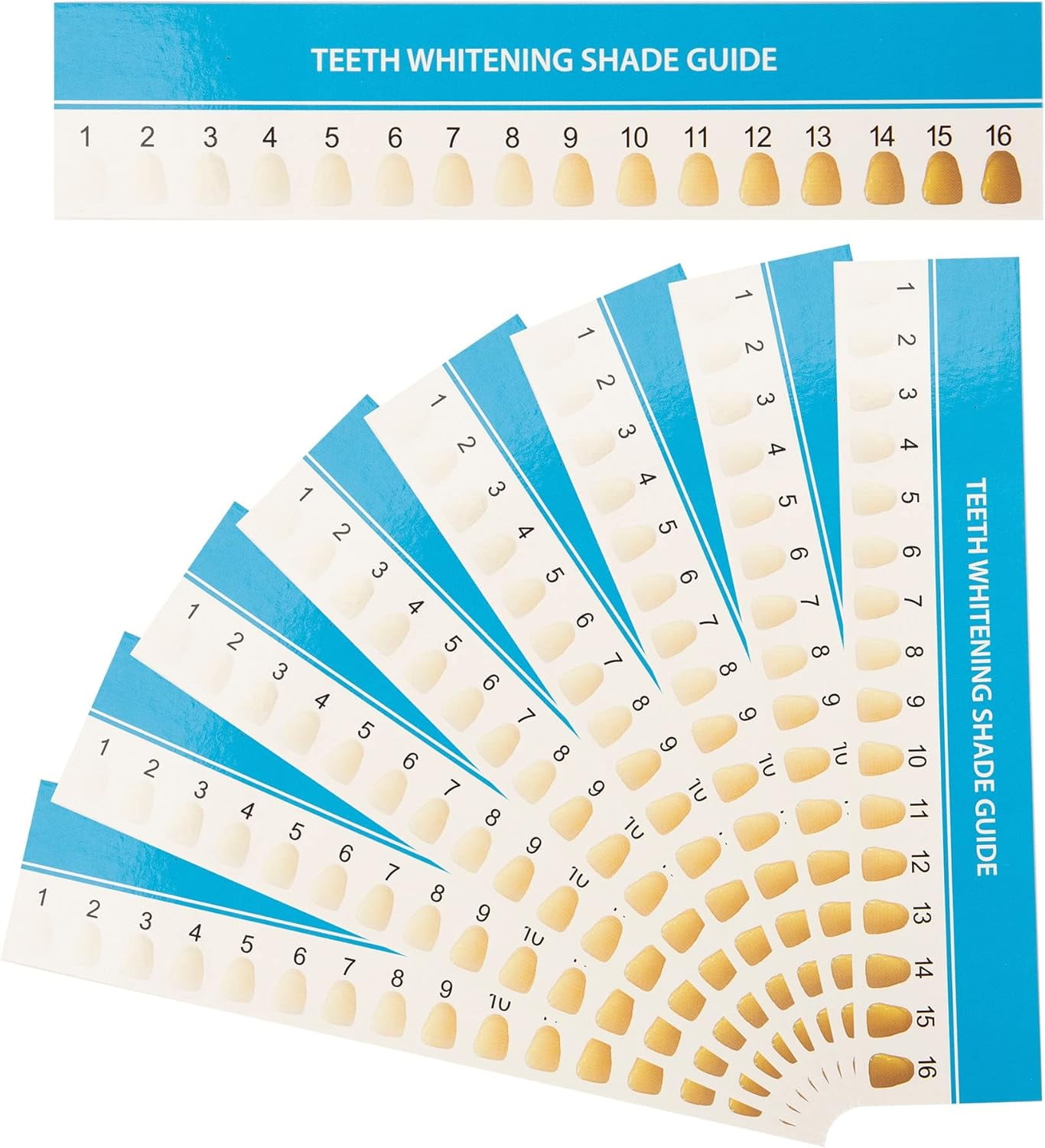 50 Pack Paper Teeth Shade Guide Whitening Comparing Shade Chart for ...