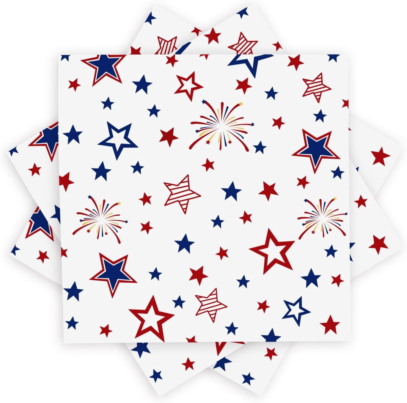 50 Pack Patriotic Party Supplies Stars Firework Paper Napkins 4th of ...