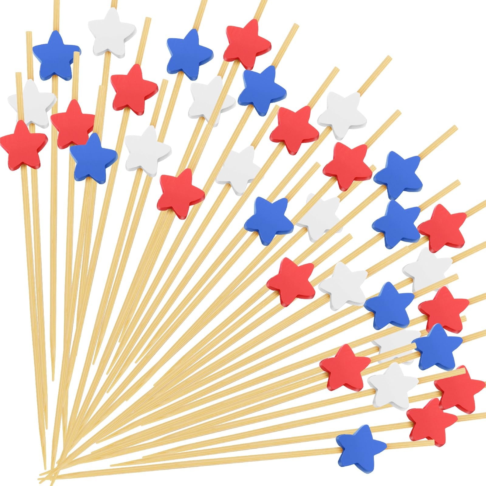 50 Pack Patriotic Star Cocktail Picks Red, White, Blue Decorative ...