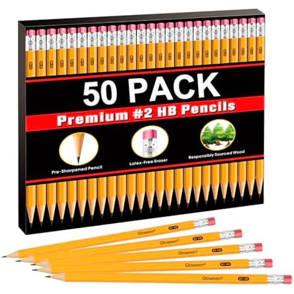 50 Pack Pencils #2，Pre-Sharpened HB Pencil Bulk with Top Erasers, Great ...