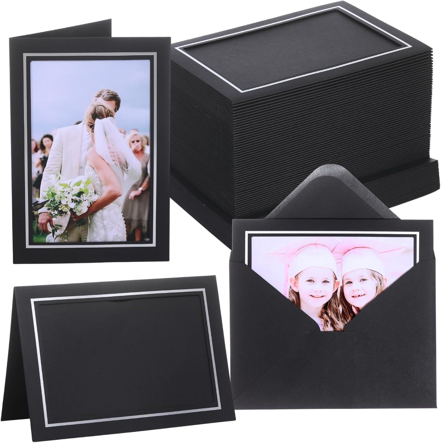 50 Pack Photo Frame Cards with Self Seal Envelopes 4x6 Paper Picture ...
