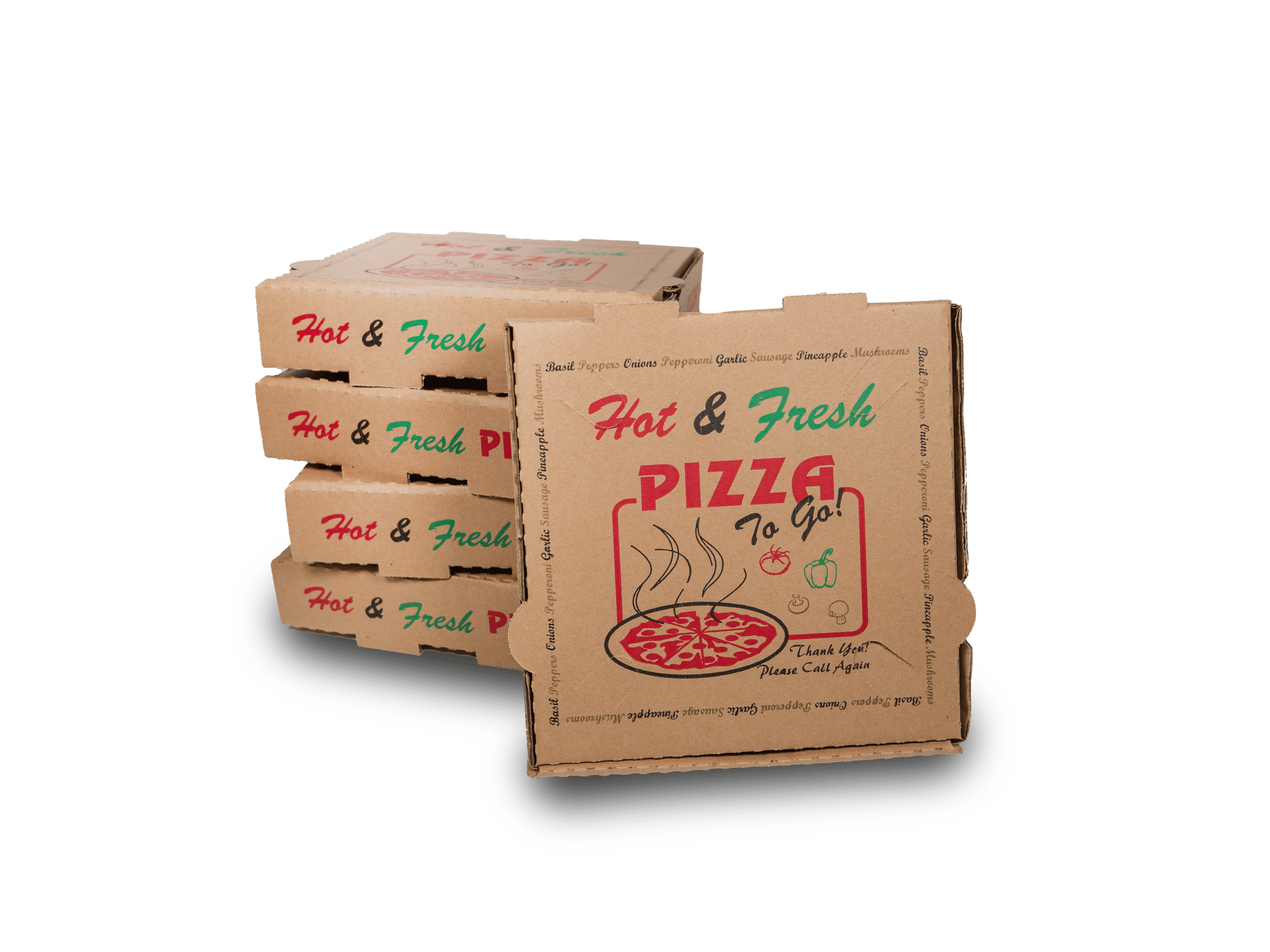 50 Pack Pizza Box 4 Color Print "Hot & Fresh" Pizza Brown Color (8" x 8 ...