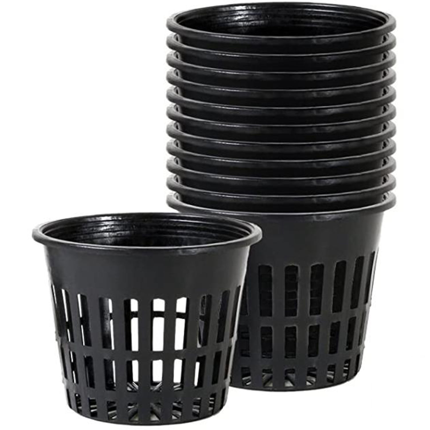 50 Pack Plant Nursery Net Pots Plastic Cups for Hydroponics - Reusable ...