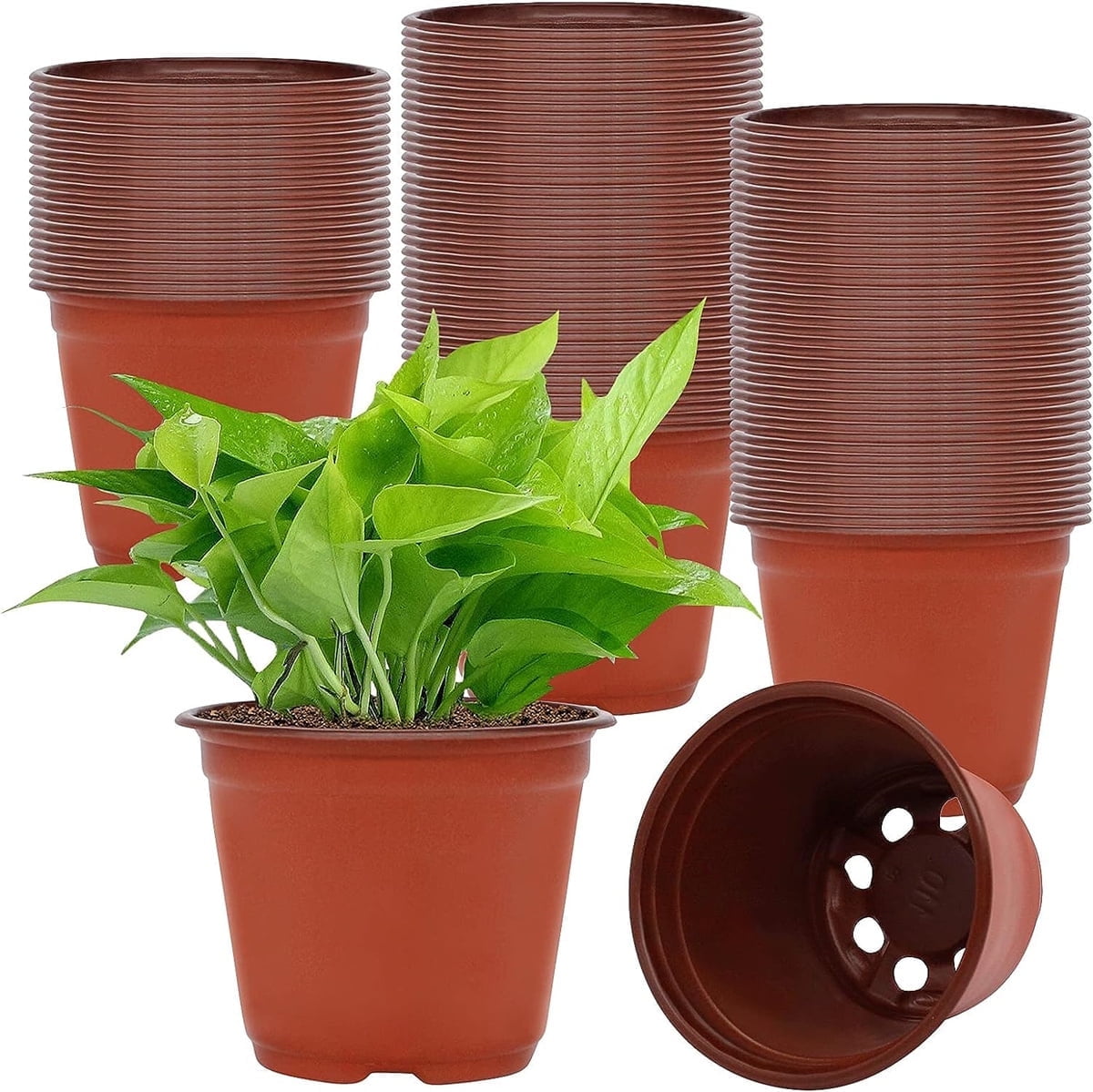 50 Pack Plant Nursery Pots,Bexikou 4 inch Plastic Plant Pots, Soft ...