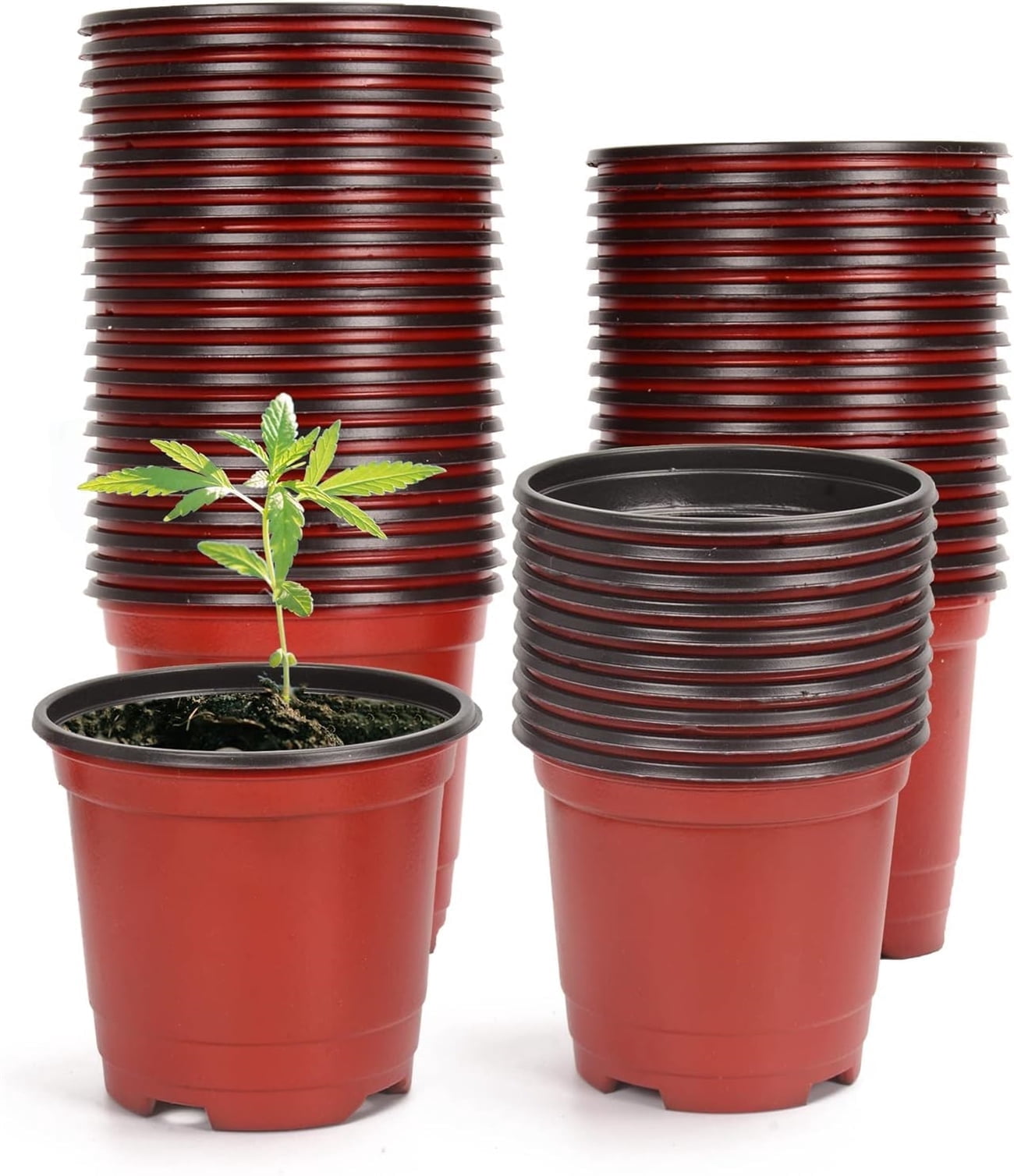 50 Pack Plant Nursery Pots,Bexikou 5 inch Plastic Plant Pots,Soft ...