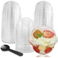 50 Pack Plastic Cups with Dome Lids and Spoons, 8 oz Clear Dessert Cups ...