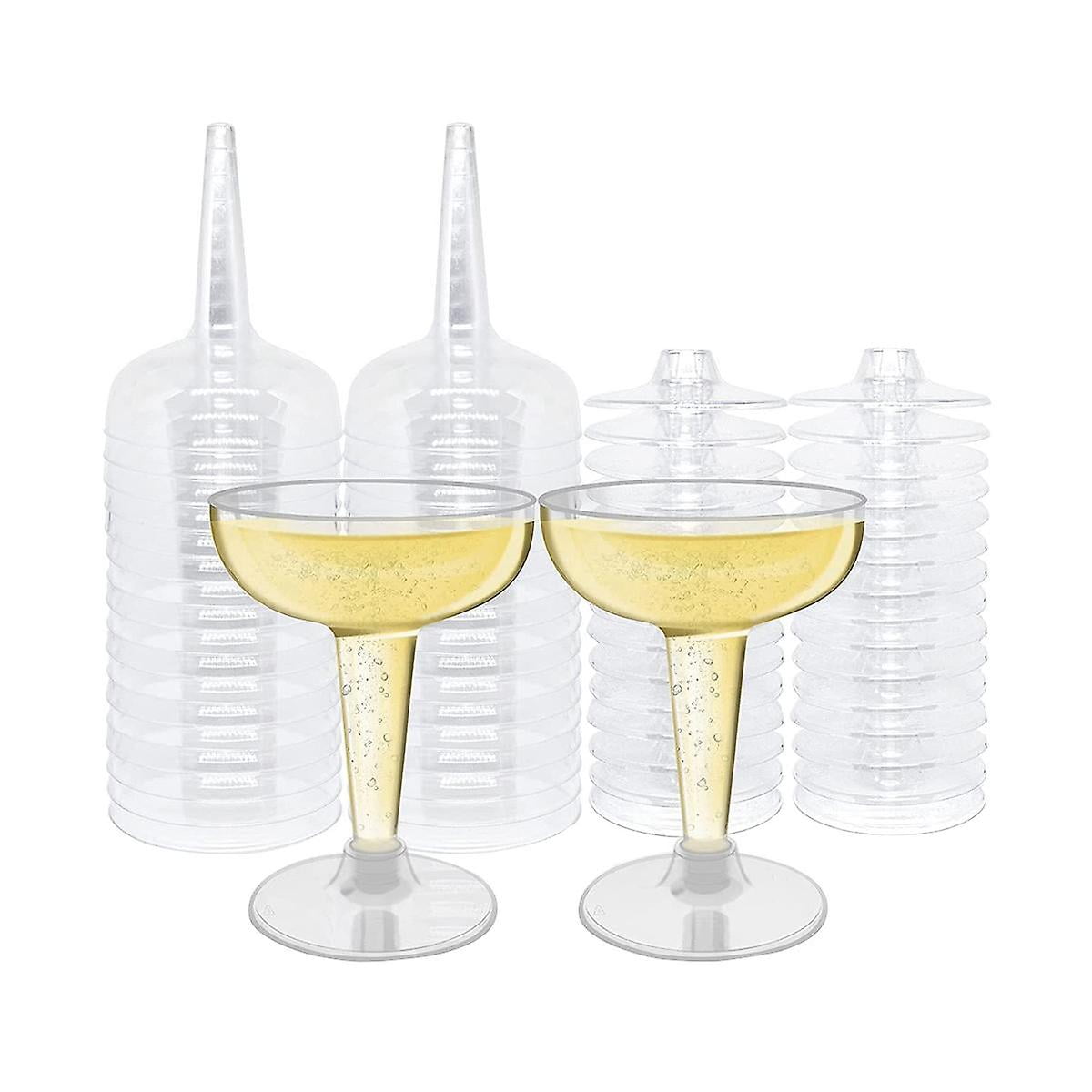 50 Pack Plastic Goblet, 4oz Stem Disposable Martini Glasses For Parties ...