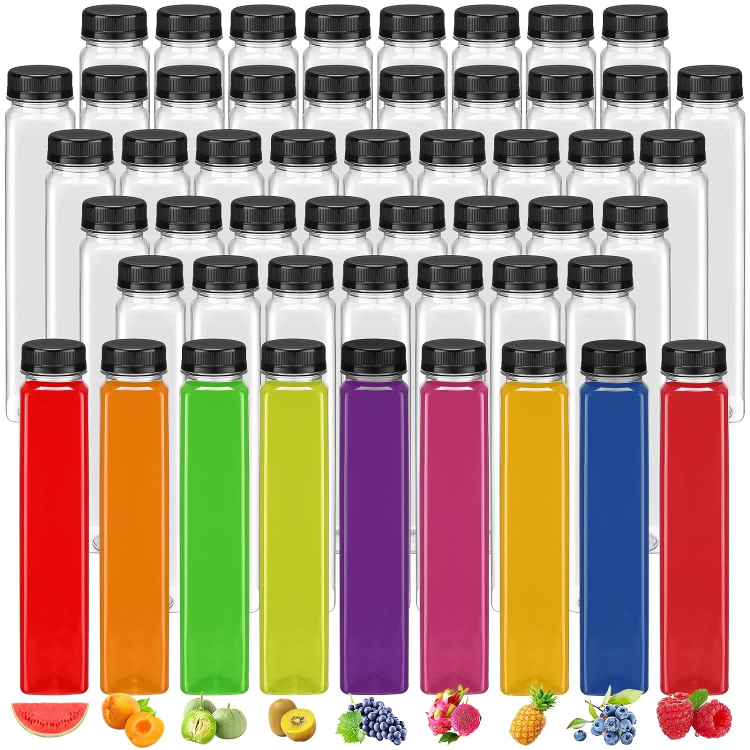 50 Pack Plastic Juice Bottles 12 oz Reusable Empty Clear Containers ...