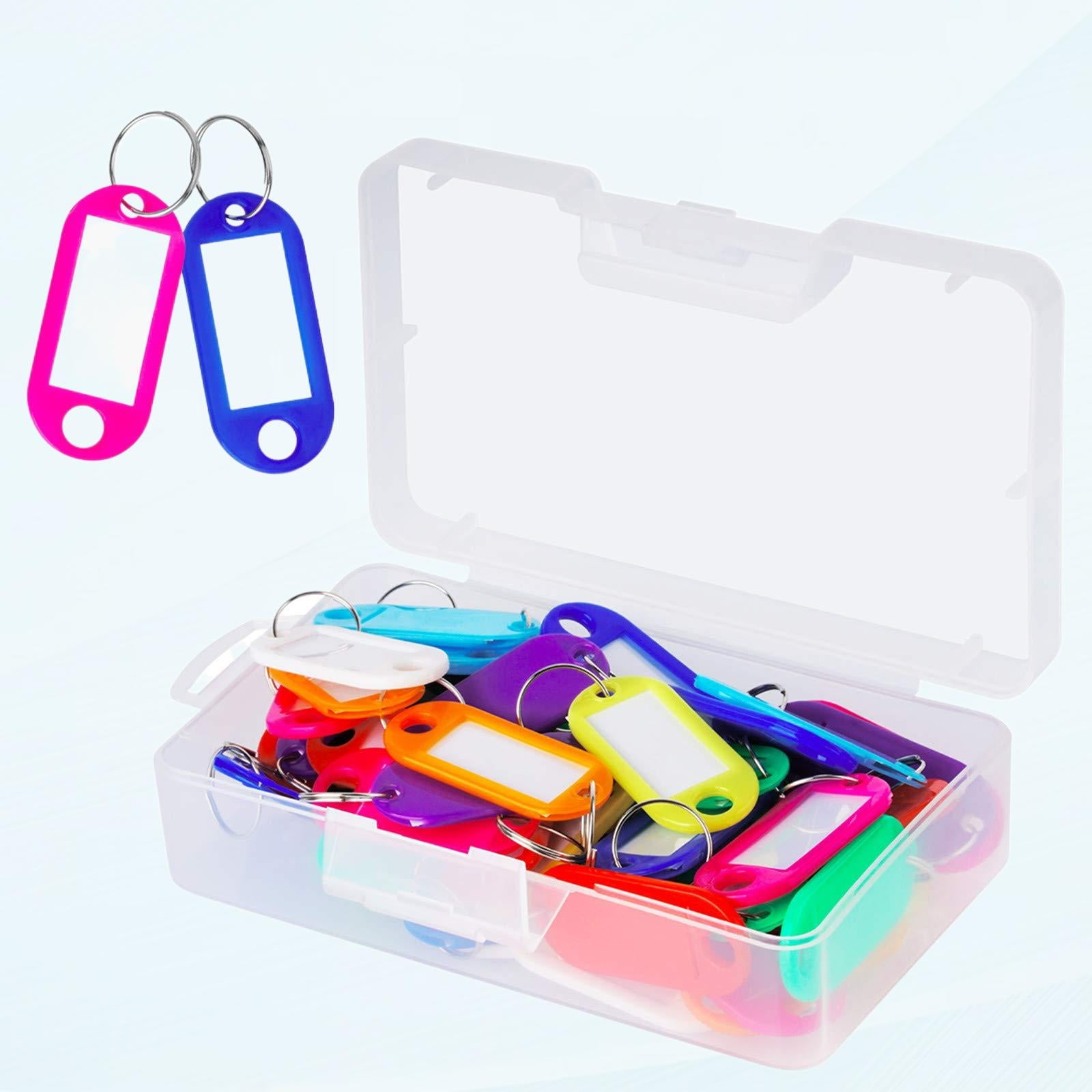 50 Pack Plastic Key Tags with Container, Key Labels with Ring and Label ...