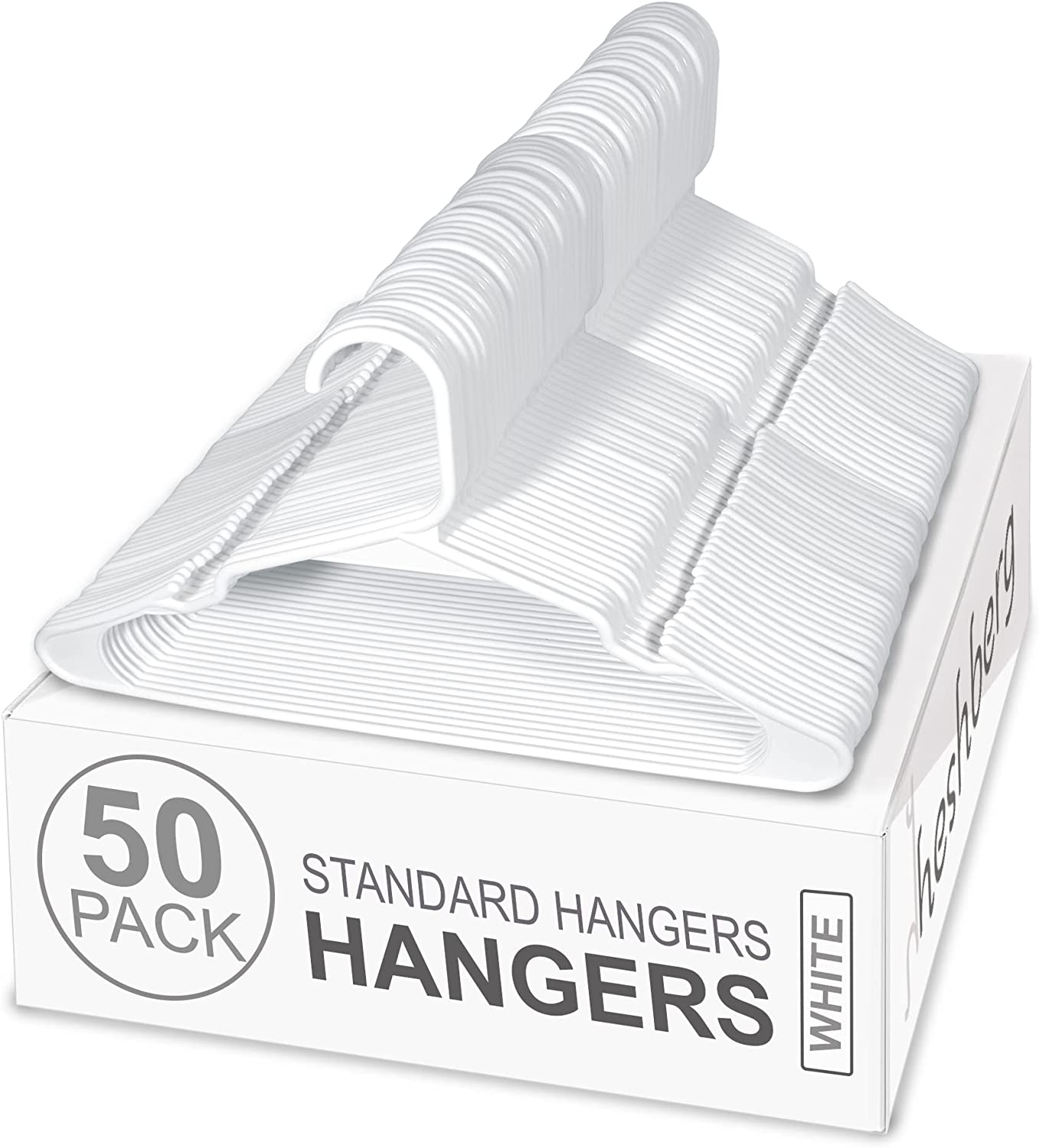 50-Pack Plastic Notched Hangers Space-Saving Tubular Clothes Hangers ...