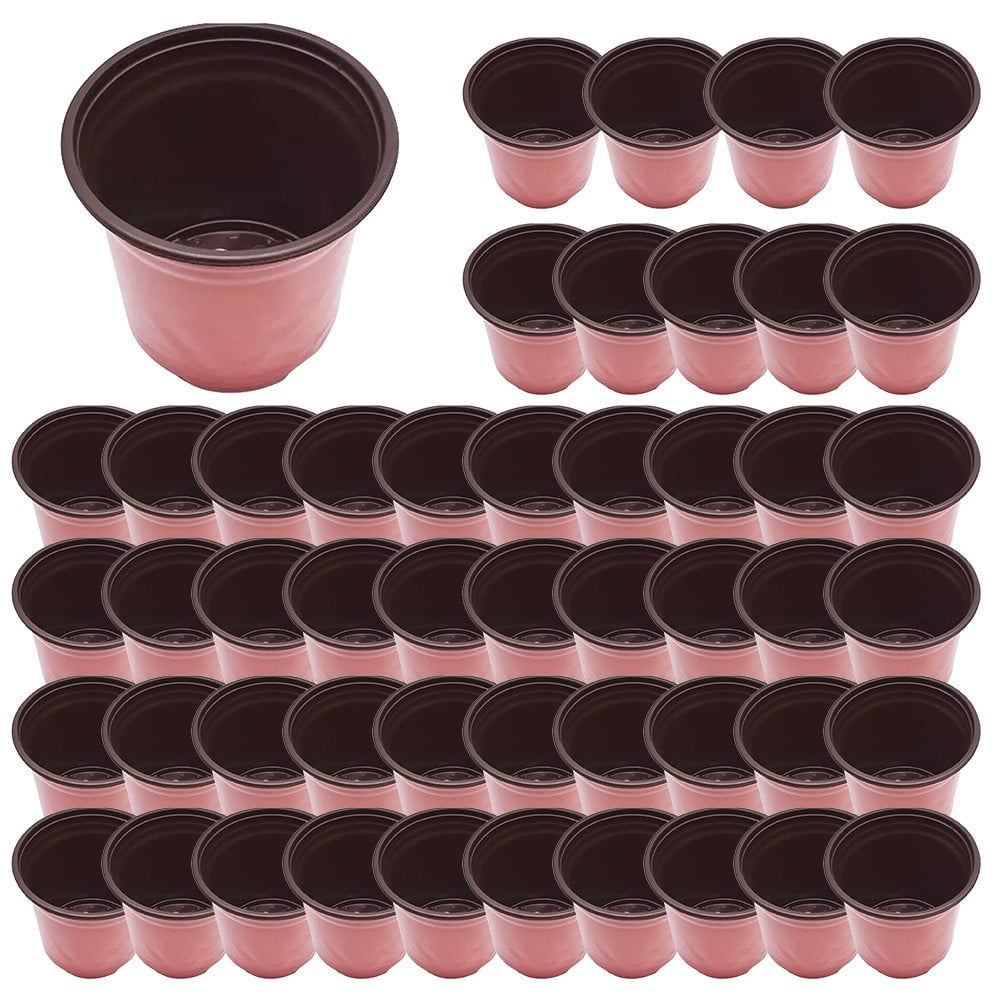 50 Pack Plastic Plant Flower Pots 13cm 14cm Nursery Containers with ...