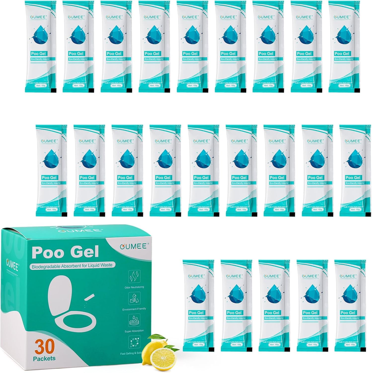 50 Pack Poo Gel for Portable Toilet, Camping Toilet Powder, Eco ...
