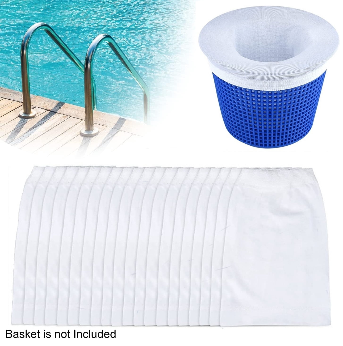 50 Pack Pool Skimmer Socks, Reusable Pool Socks for Skimmer Basket ...
