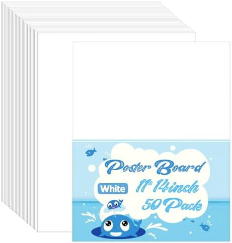 50 Pack Poster Boards, 11 x 14 Inch White Poster Boards Heavyweight ...