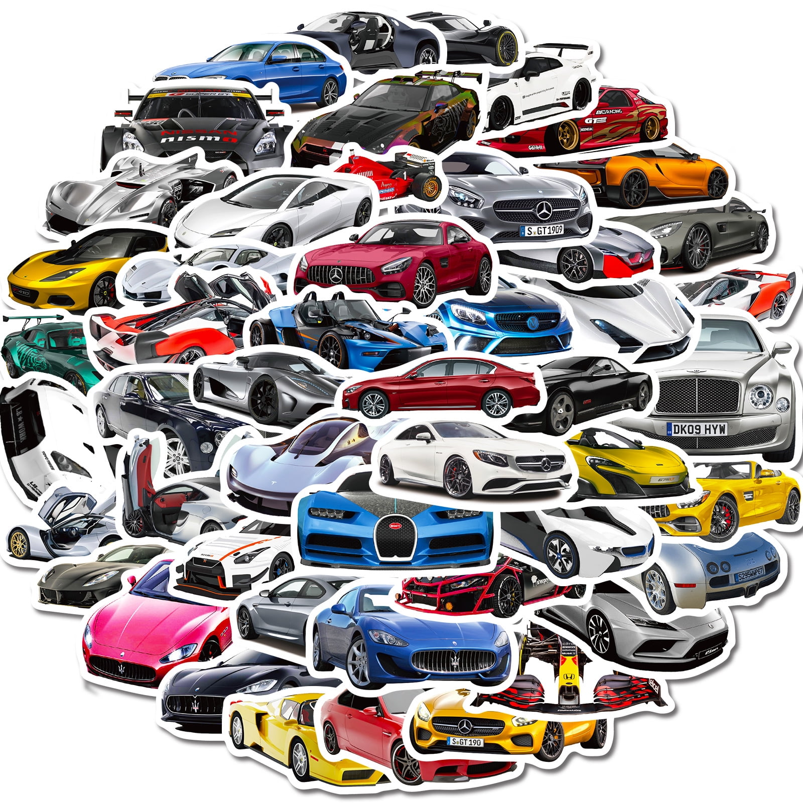 50-Pack Racing Stickers - Supercar, Modified Car, JDM Sports Car ...