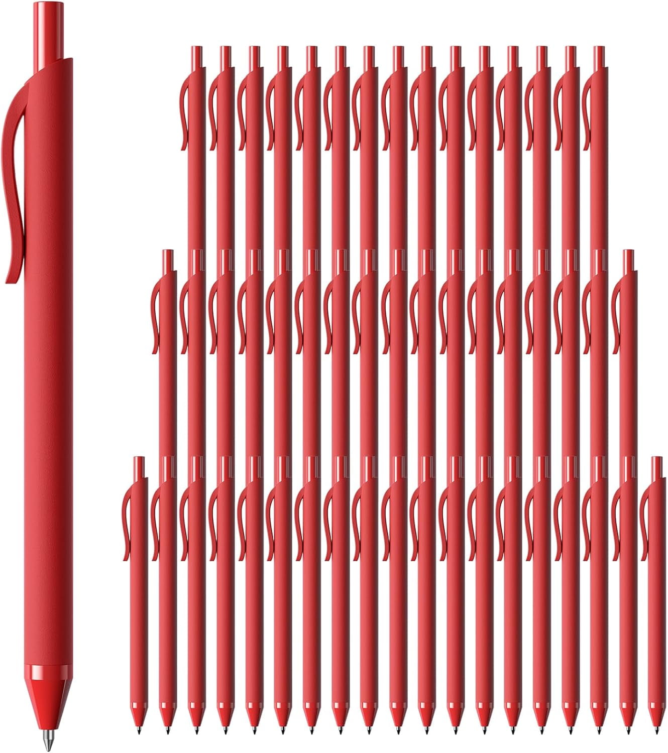 50 Pack Red Ink Pens - Bulk Pens, 1.0MM Medium Point Ballpoint Pens ...