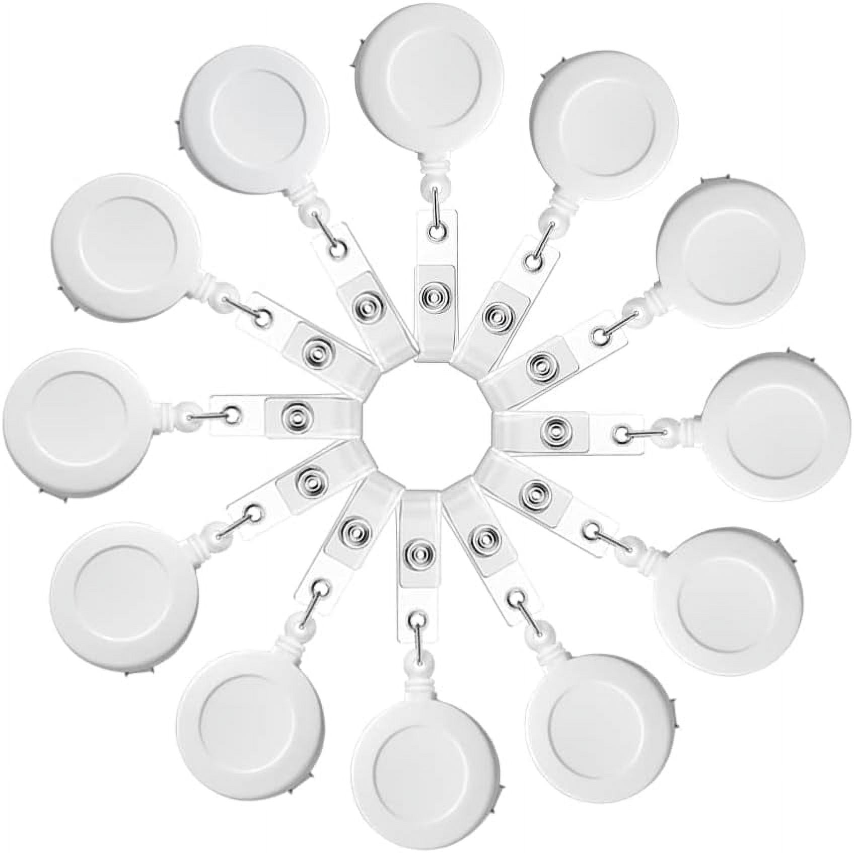 - 50 Pack - Retractable ID Name Badge Holder Reels Bulk Premium White ...