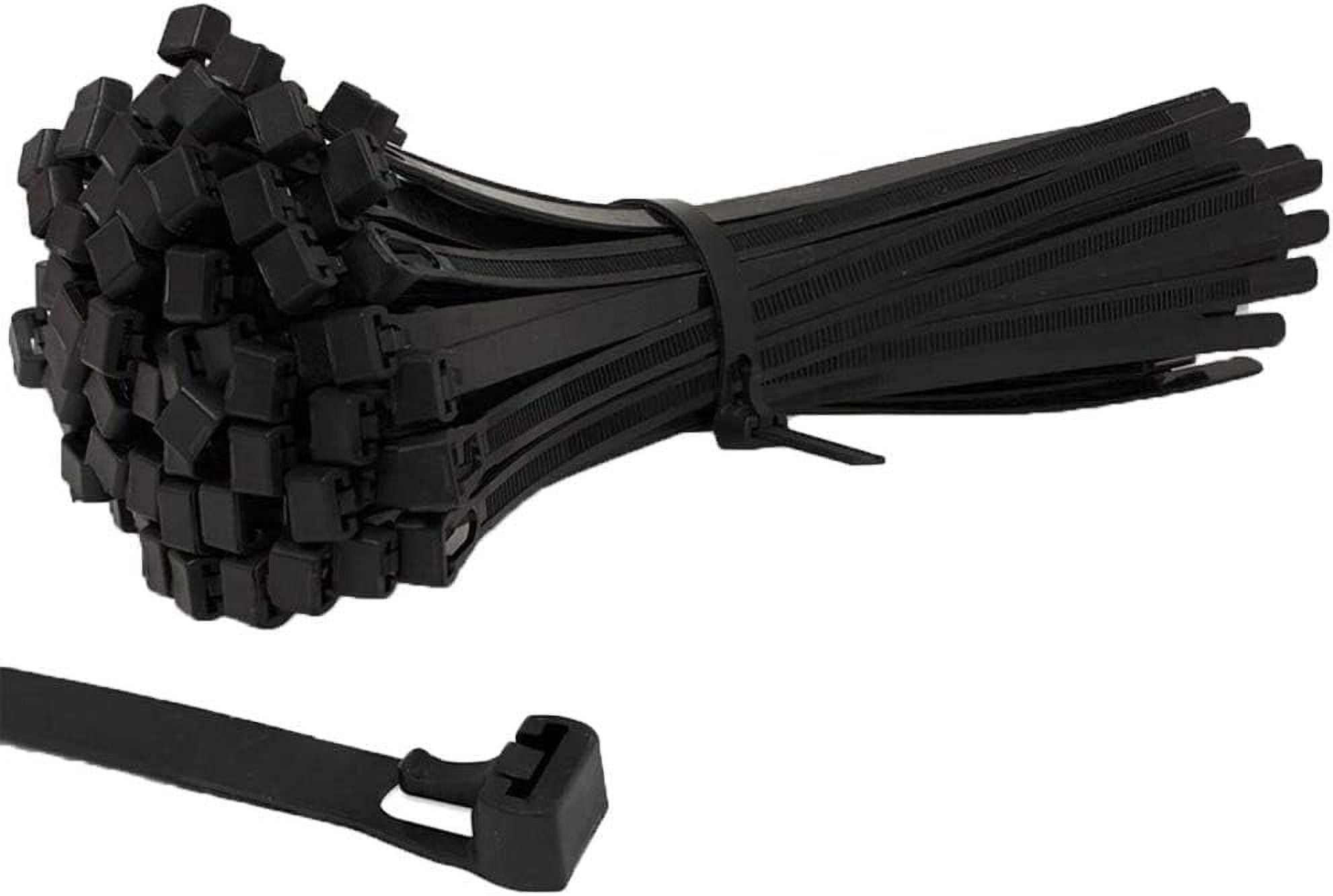 50 Pack Reusable - Releasable Cable Ties Black Neutral Heavy Duty Long ...