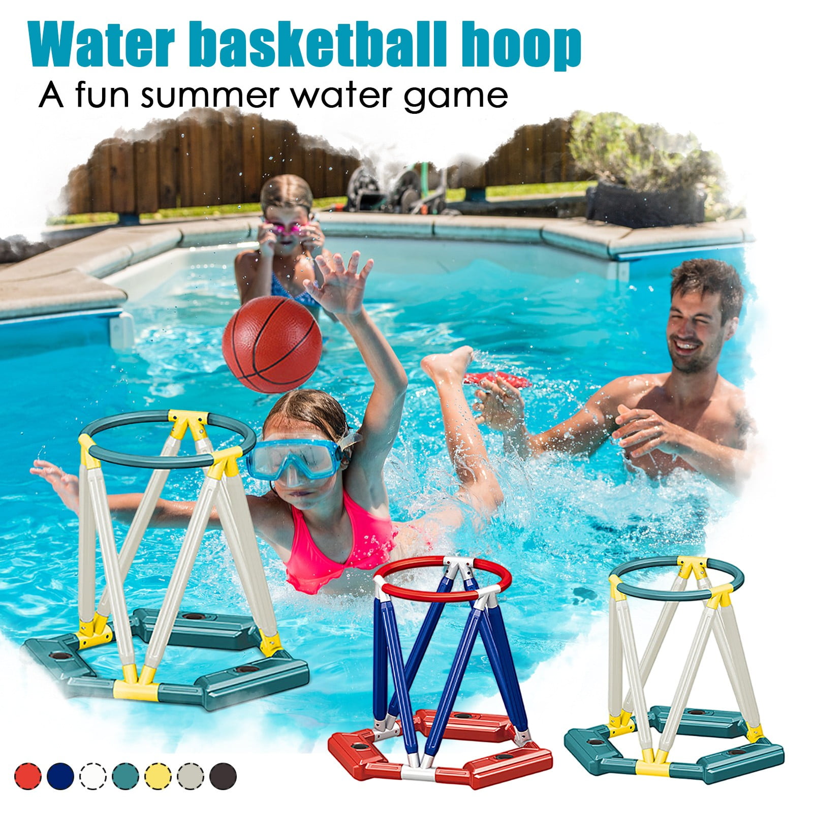 Pool Basketball Hoop, Floating Pool Toys and PU MPS,Outdoor Swimming ...