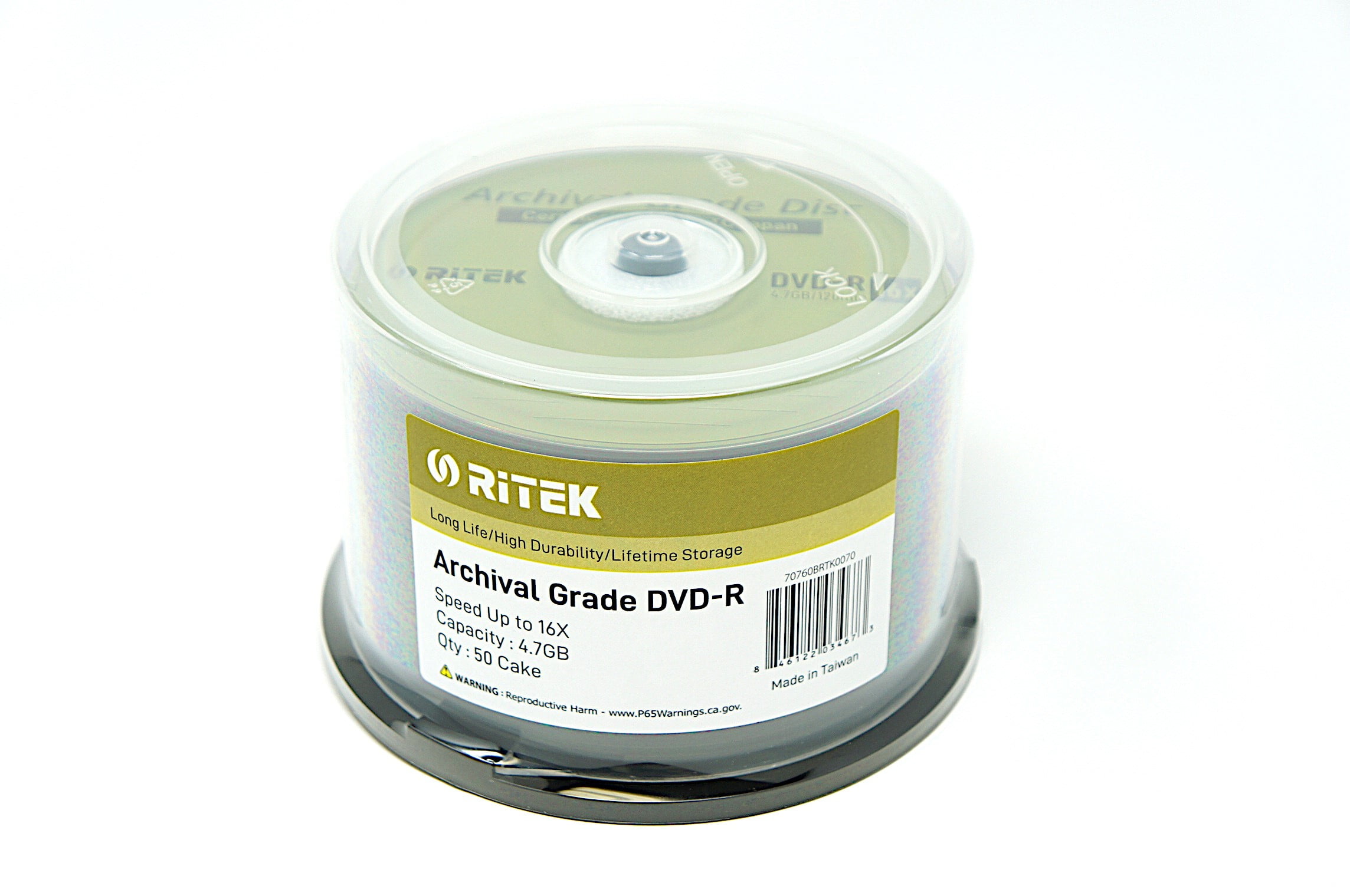 50 Pack Ritek DVD-R 4.7GB 16X Archival Grade Blank Disc Certified by ...