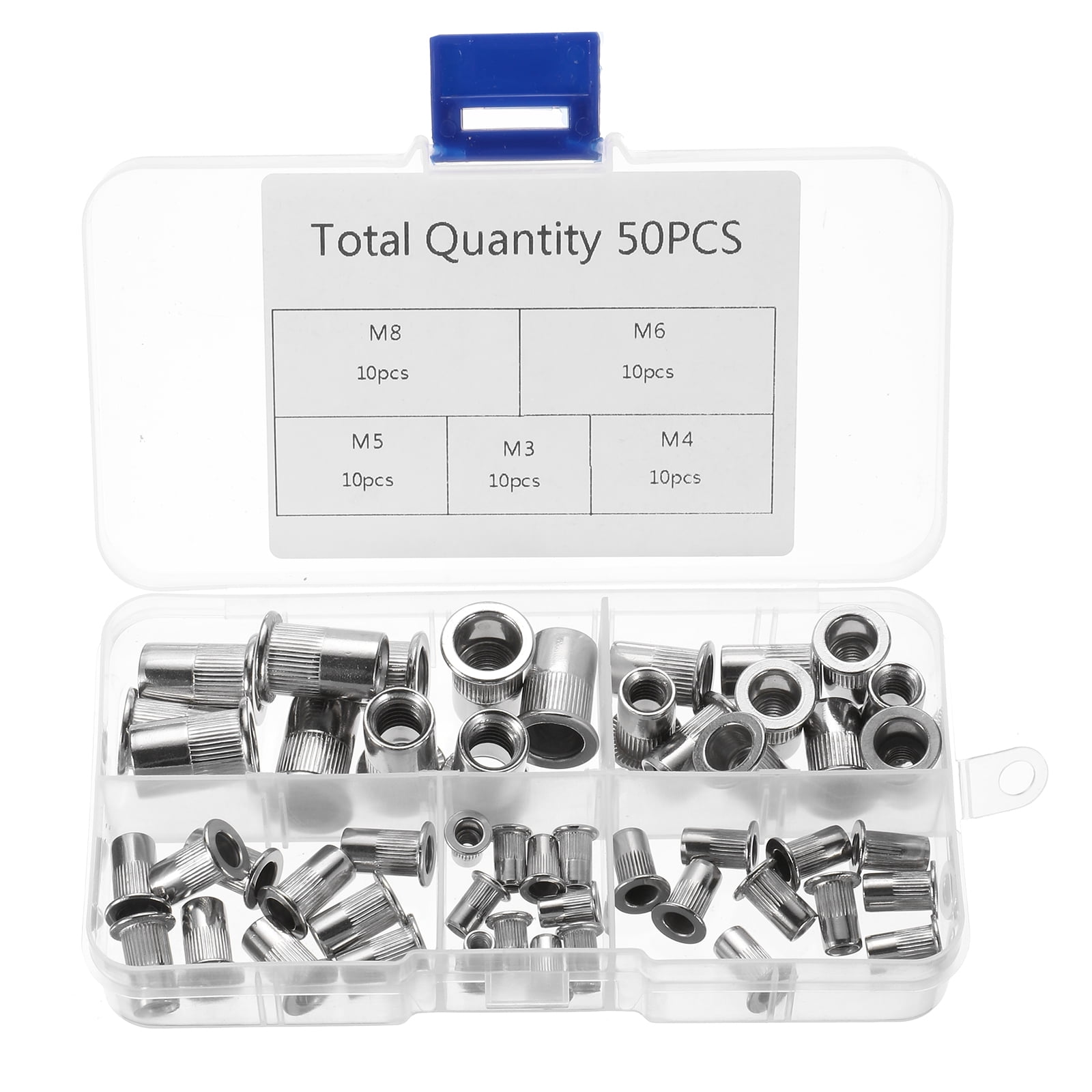 50 Pack Rivet Nuts Assortment Kit, 304 Stainless Steel M3/M4/M5/M6/M8 ...
