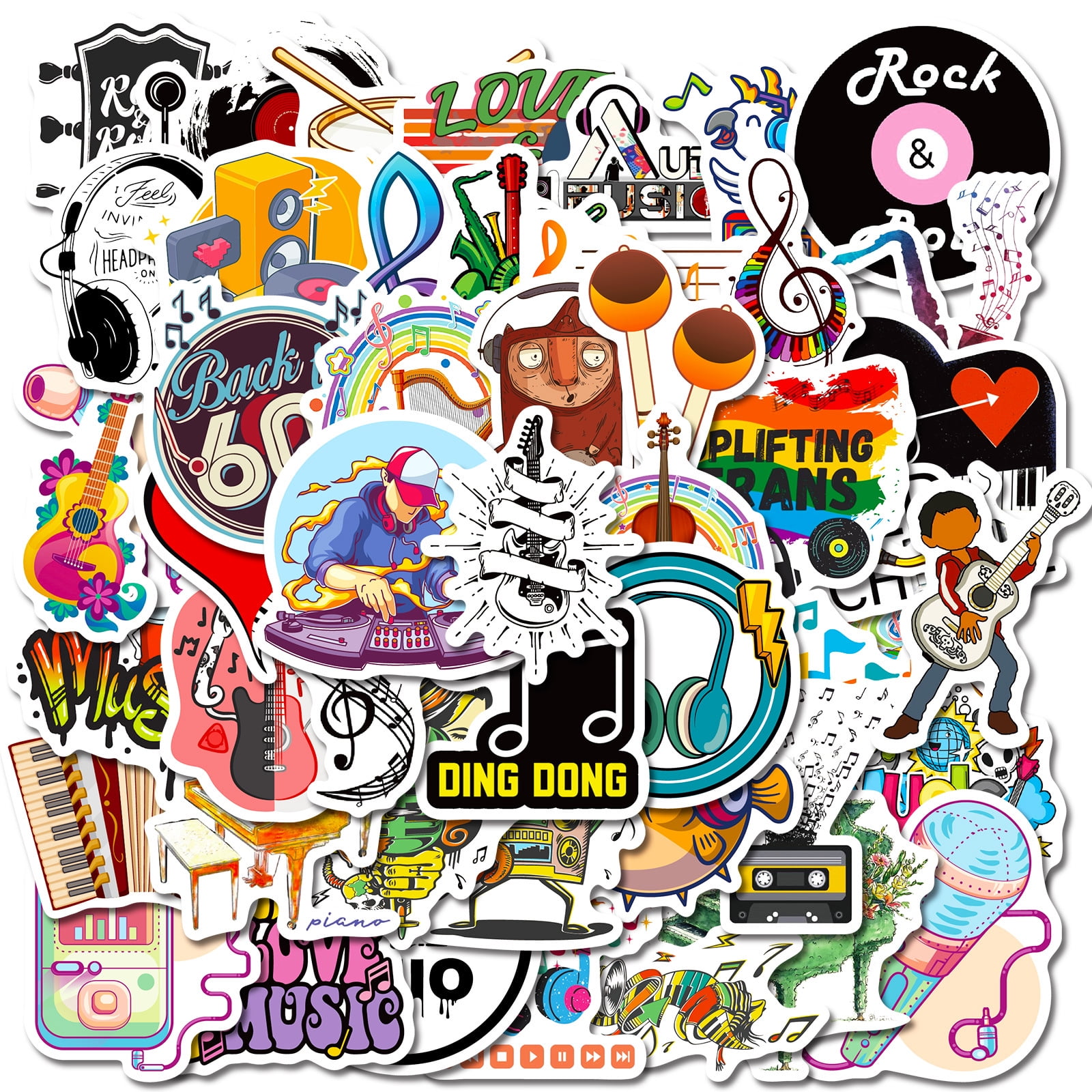 50 Pack Rock Music Stickers - Punk Rock Band Stickers for Handbooks ...