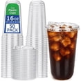 50 Pack Round Bottom Clear Plastic Cups with Sip , 16 oz Disposable ...
