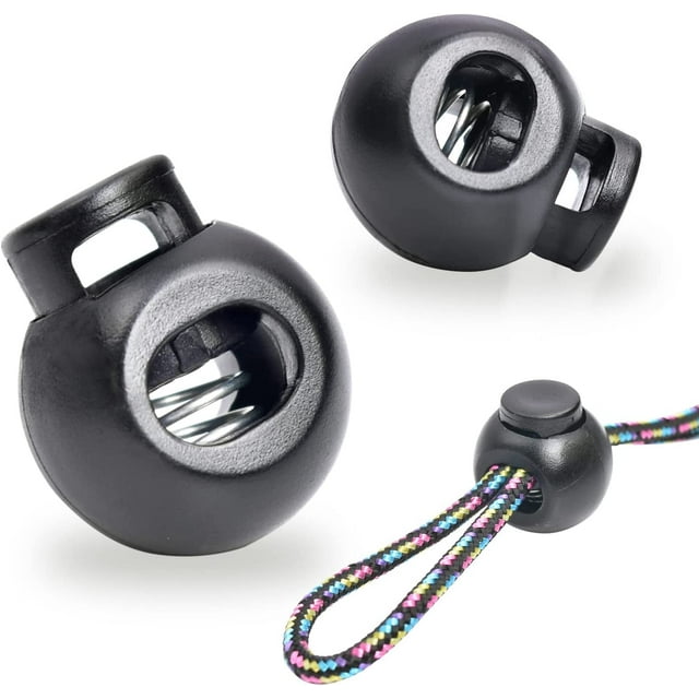 50 Pack Round Cord locks, Plastic Toggle Spring Stopper Single Hole for ...