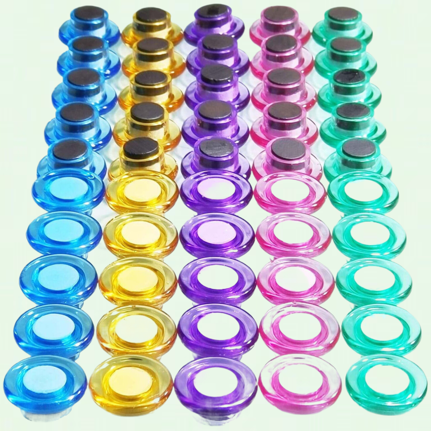 50 Pack Round Cute Magnets, Small Magnets in 5 Colors for Whiteboard ...