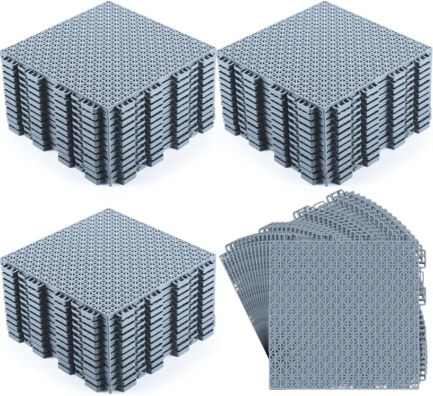 50 Pack Rubber Floor Tiles Interlocking Tiles Drainage Mat 10 x 10 ...