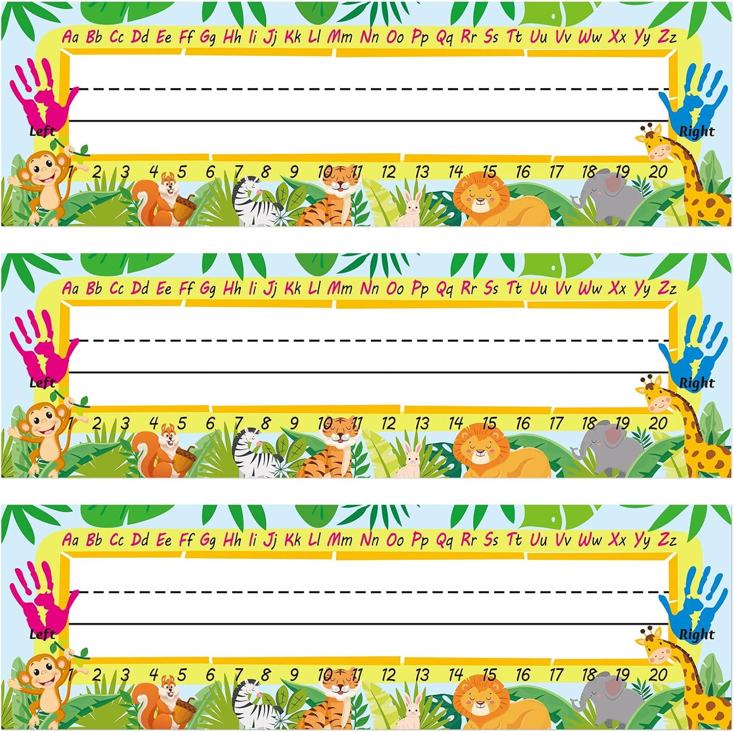 50 Pack Safari Animals Desk Name Tags Classroom Nameplates with Writing ...