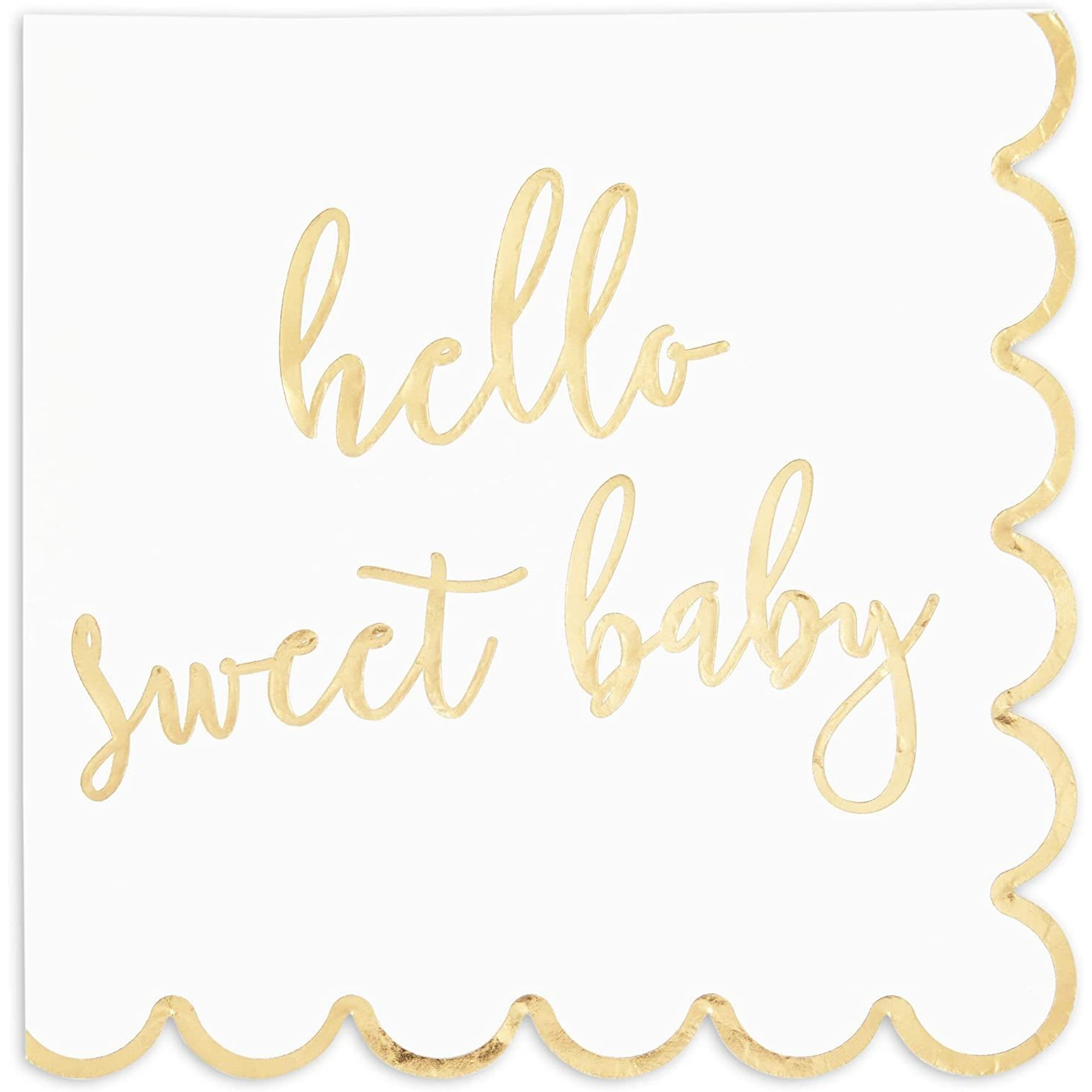 50 Pack Scalloped Hello Sweet Baby Napkins for Baby Shower Decorations ...